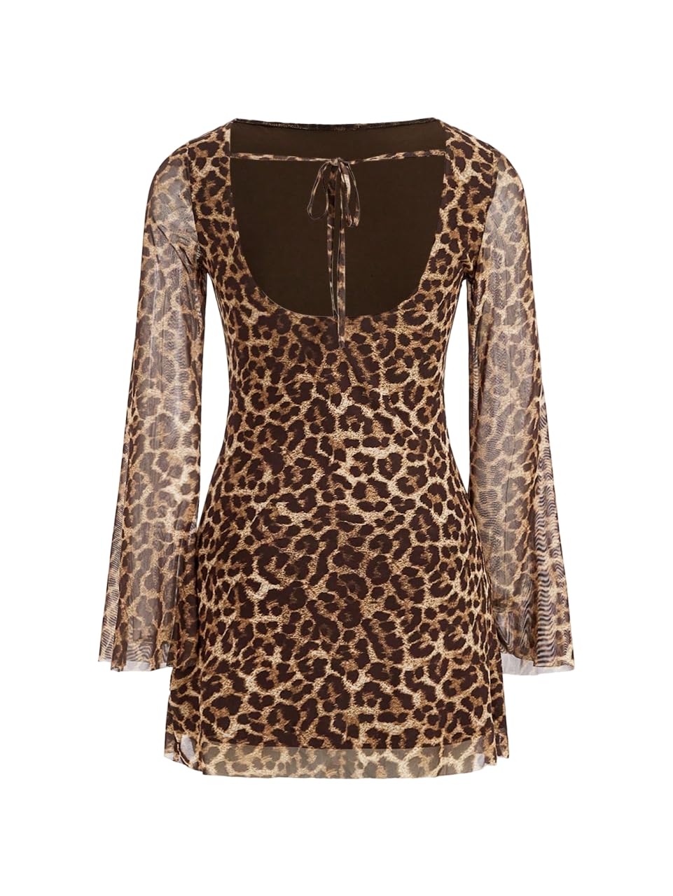 GORGLITTER Women's Cheetah Leopard Print Dress Y2k Backless Mesh Long ...