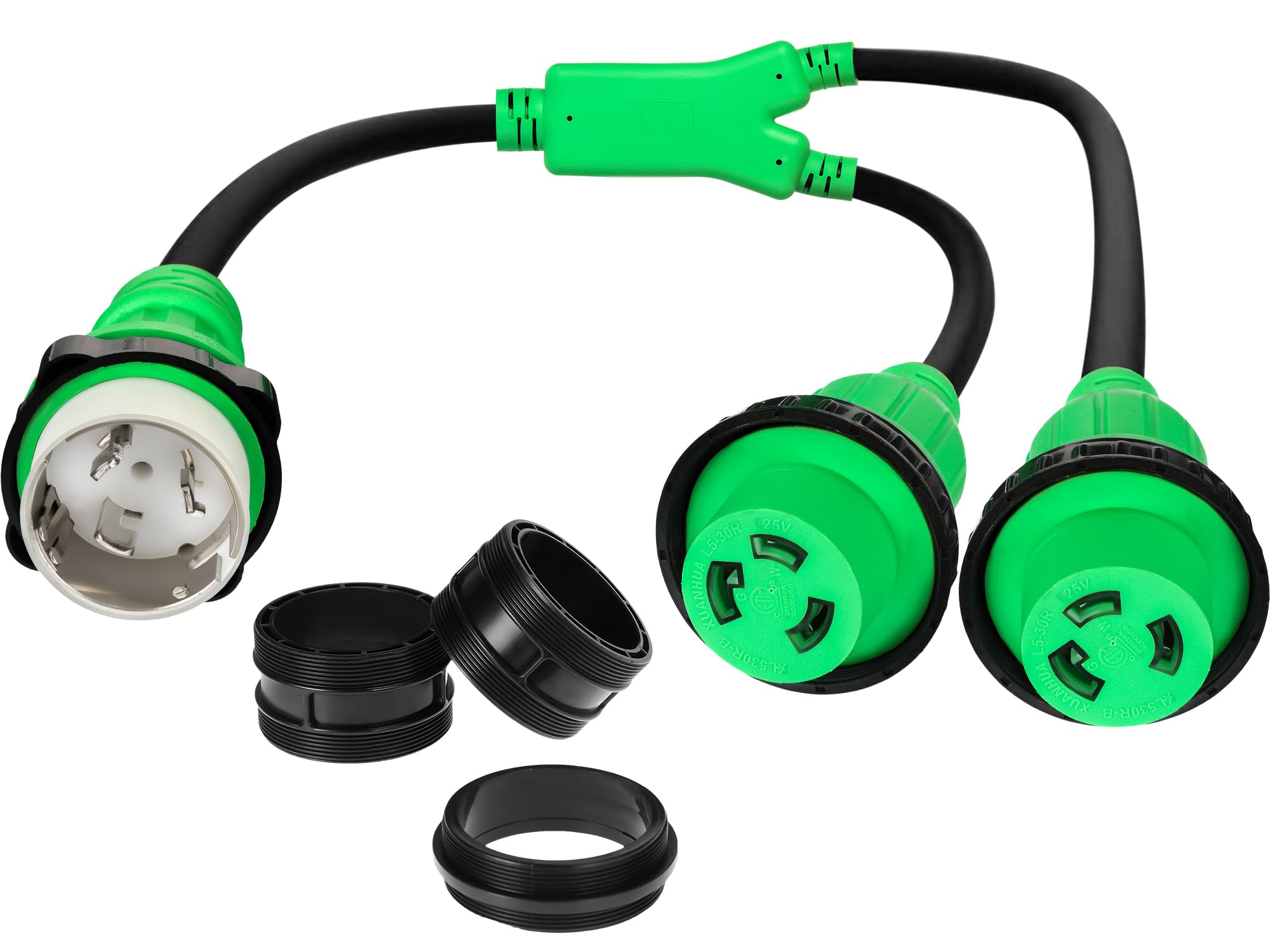 Kanayu 3FT Marine Shore Power Splitter SS2-50P Male 50A Plug to (2) 30A ...