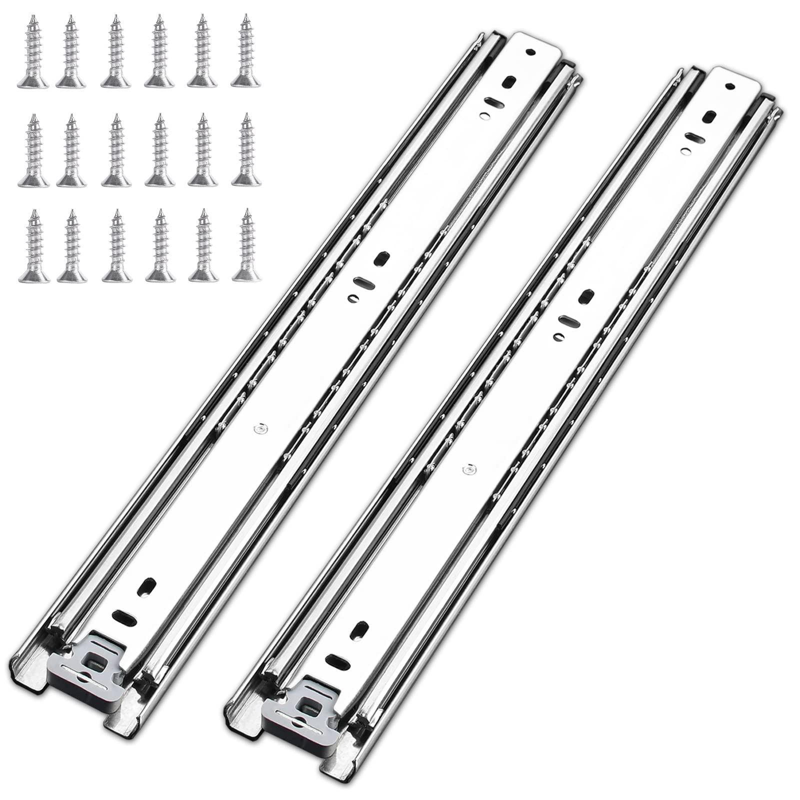 VIVEGO 1 Pair 34 Inch 100 Lb Capacity Heavy Duty Drawer Slides(with Stainless Screws),Side Mount ...
