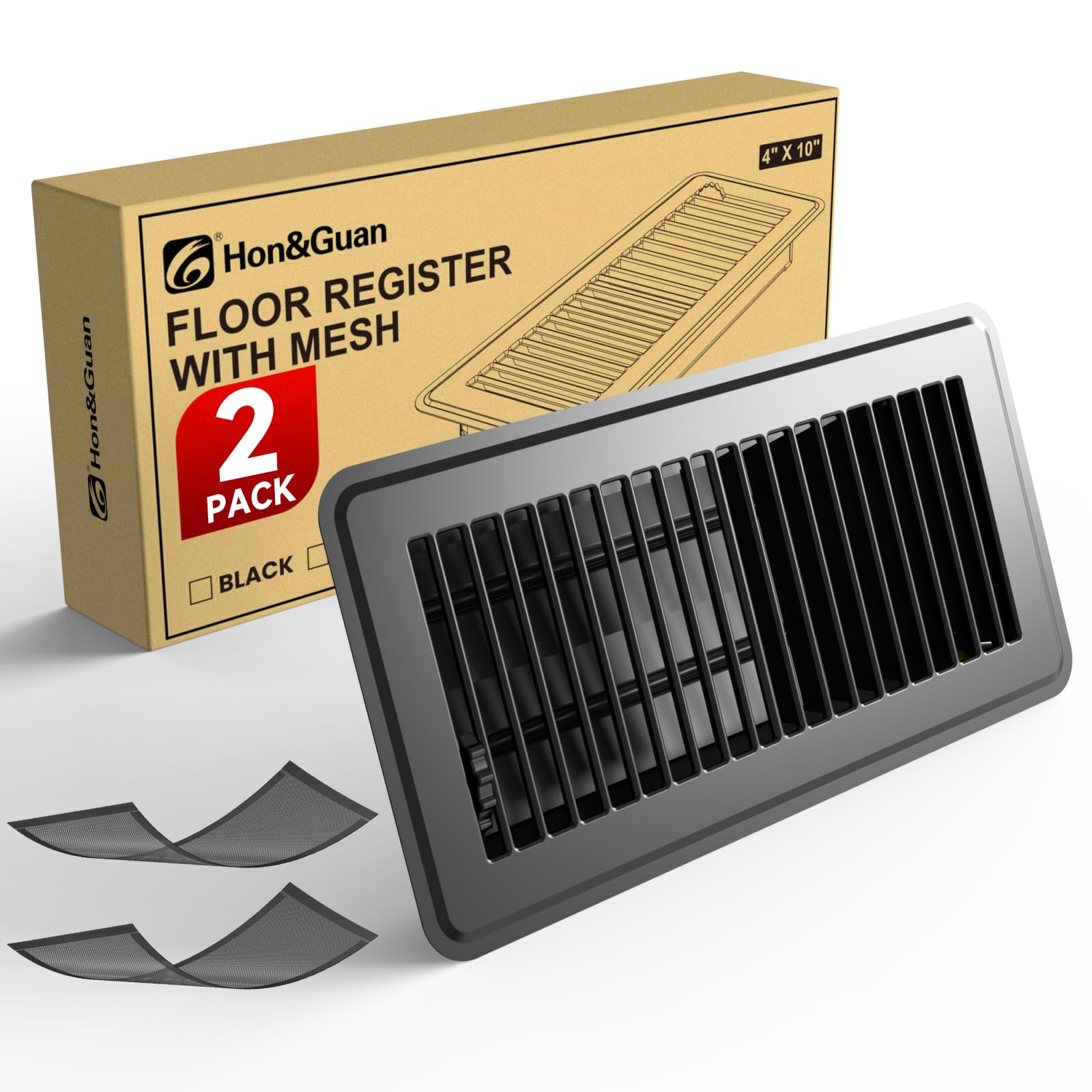 Hon&Guan Floor Register 4x10 Inch, Heavy Duty Walkable Floor Vent Easy ...