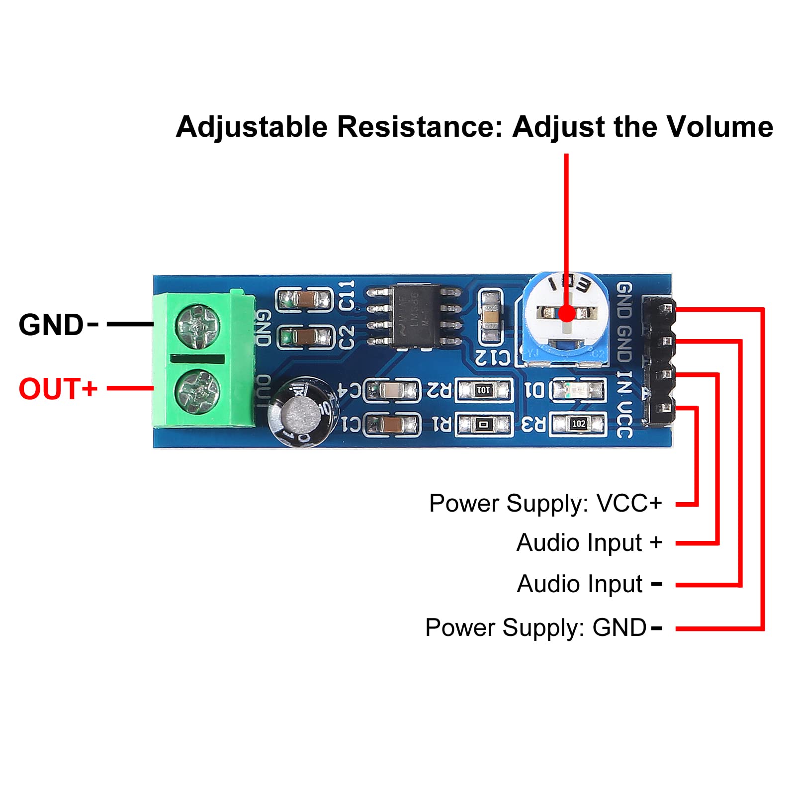 Mua Shutao LM386 Mono Power AMP Module, 1 Channel, 1 Watt, 4-12V DC ...