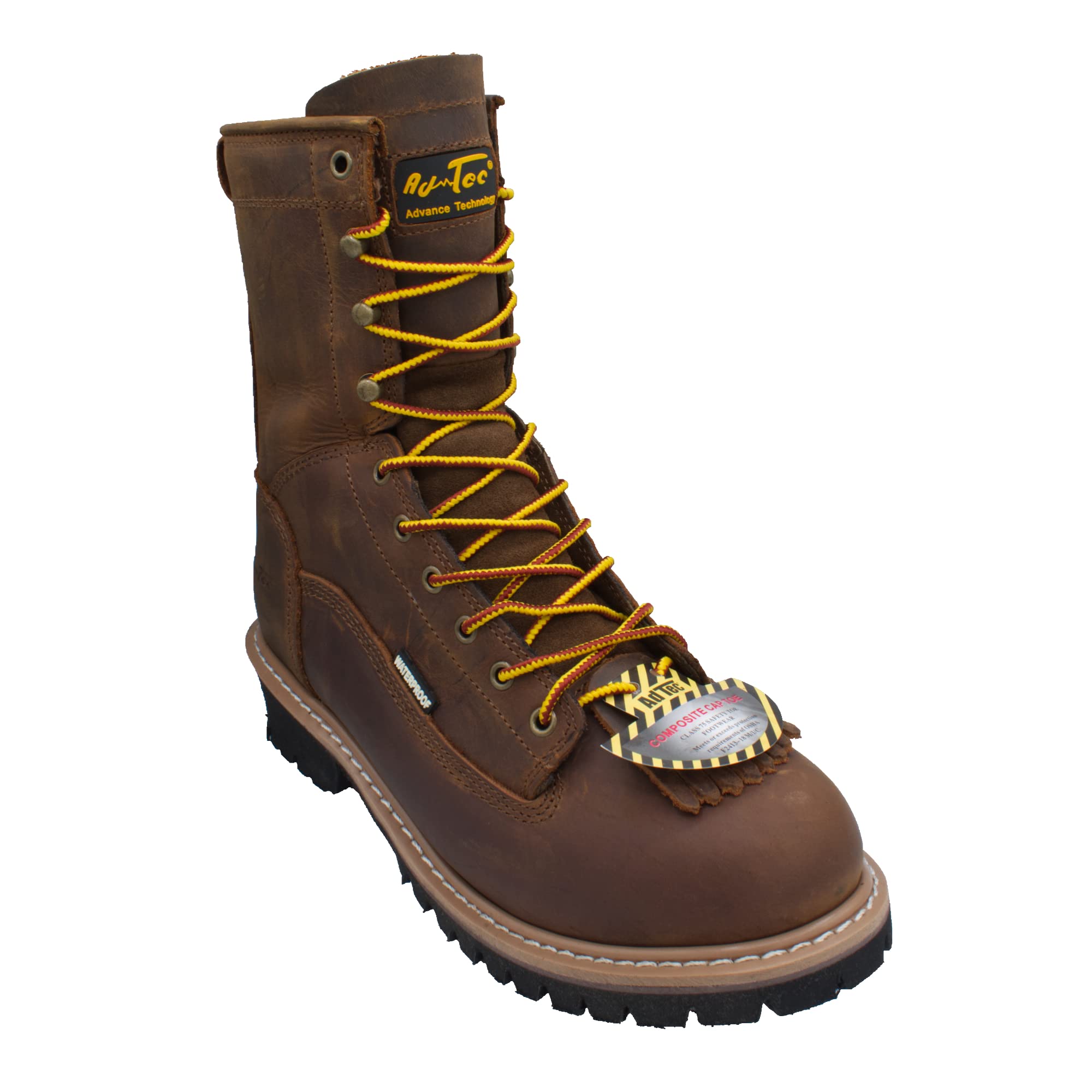 Ad Tec Men's 8" Waterproof Crazy Horse Leather Logger Work Boots ...