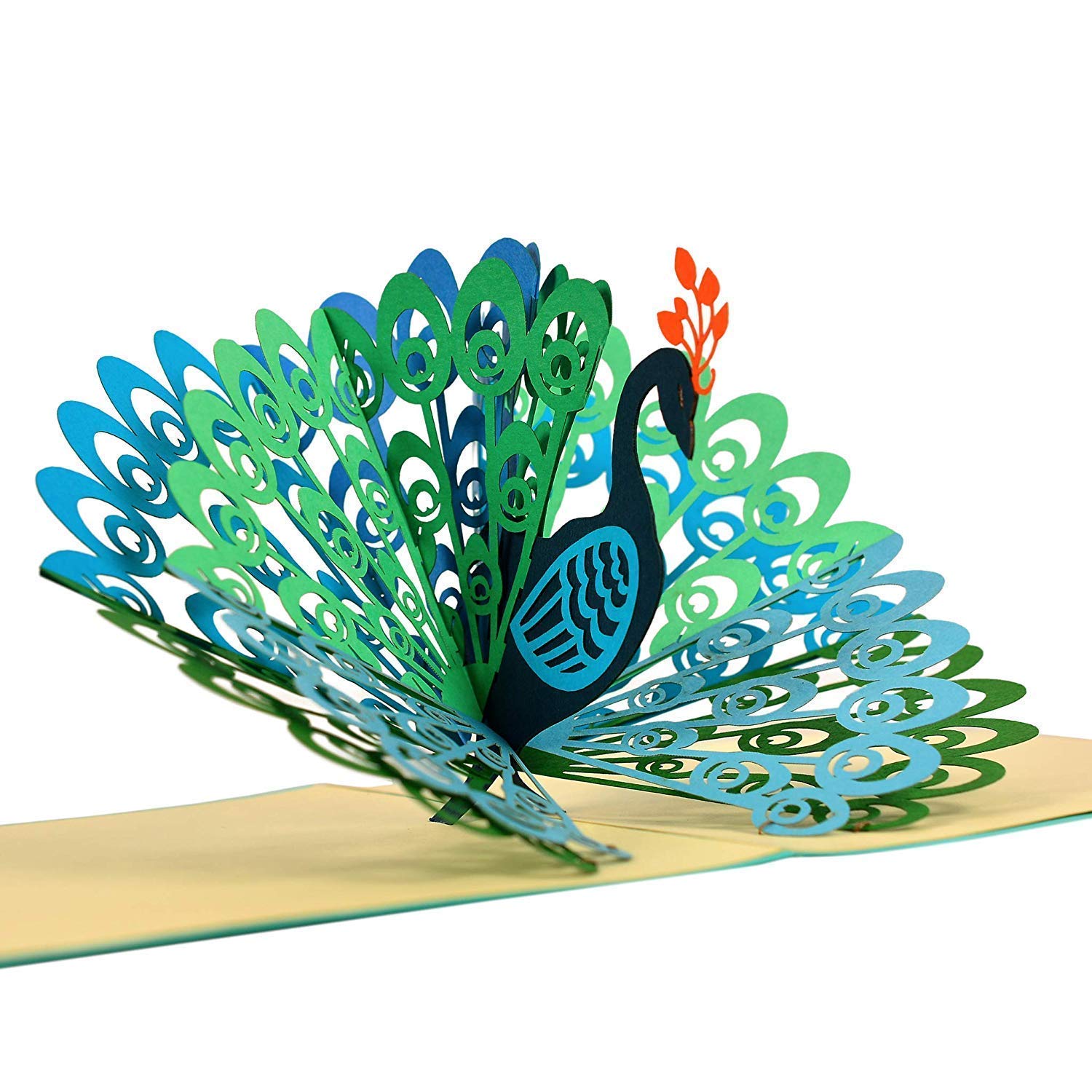 CUTE POPUP Blue Peacock 3D Popup card handcrafted paper gift for Mom ...