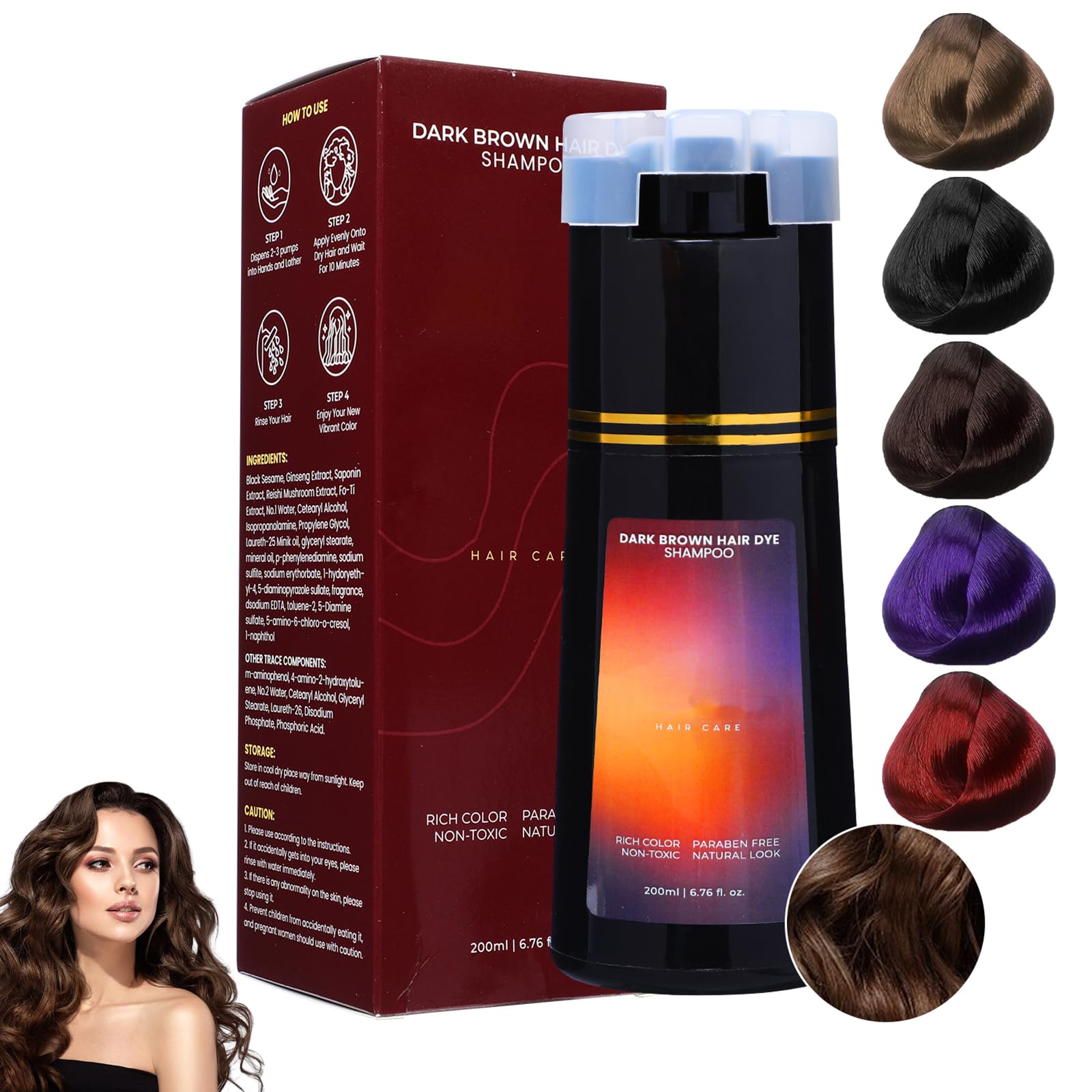Hair Dye Shampoo, Haircare Instant Dye Shampoo, Hair Dye Shampoo 3 in 1 ...