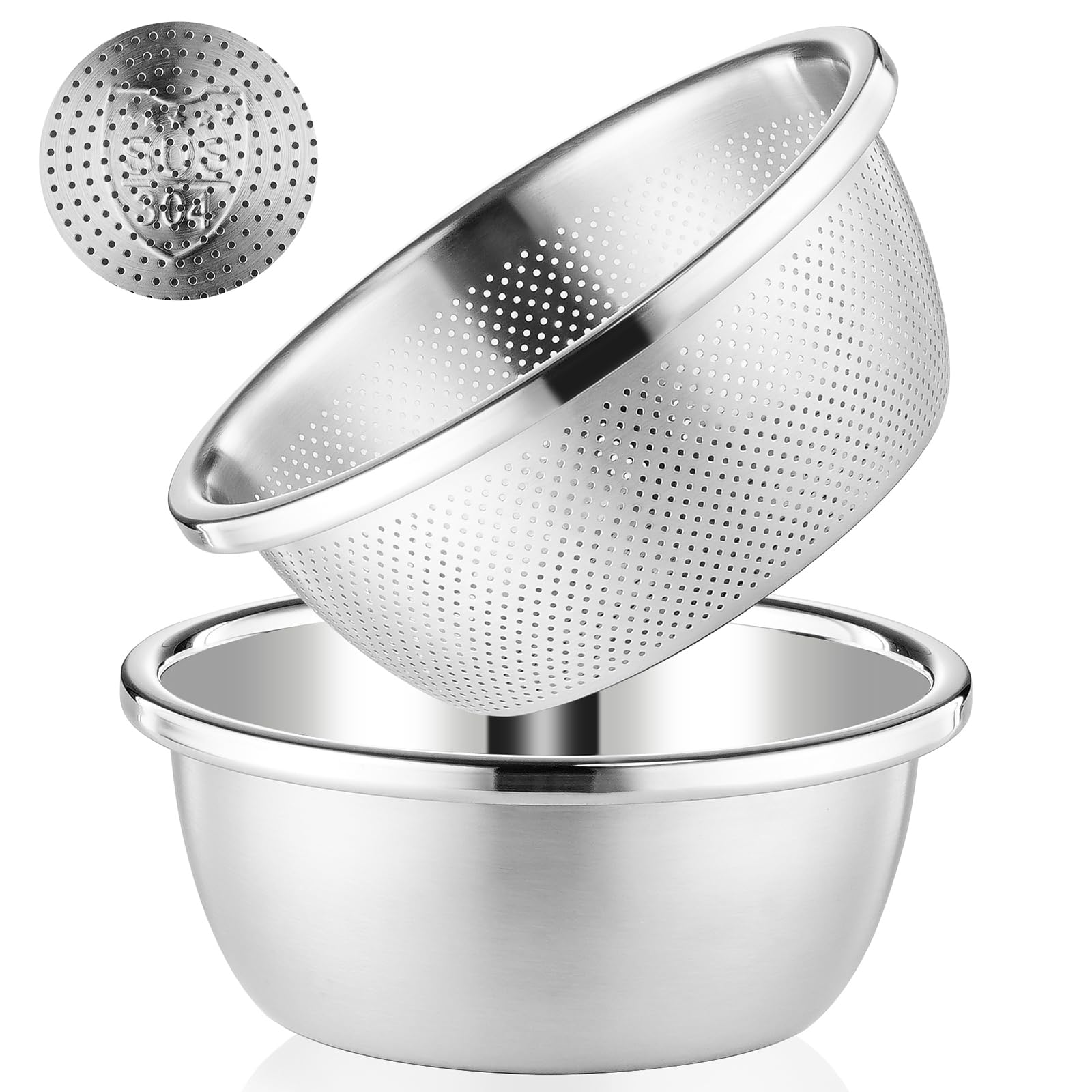POPGRADE 304 Stainless Steel Colander 5QT Microporous Colander & Large ...