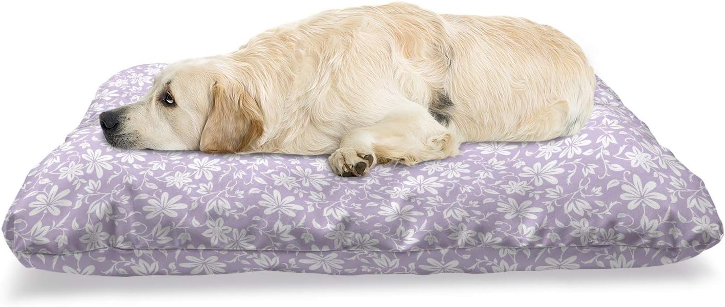 Amazon.com: Ambesonne Floral Pet Bed, Swirly Blossoming Spring Bouquets ...