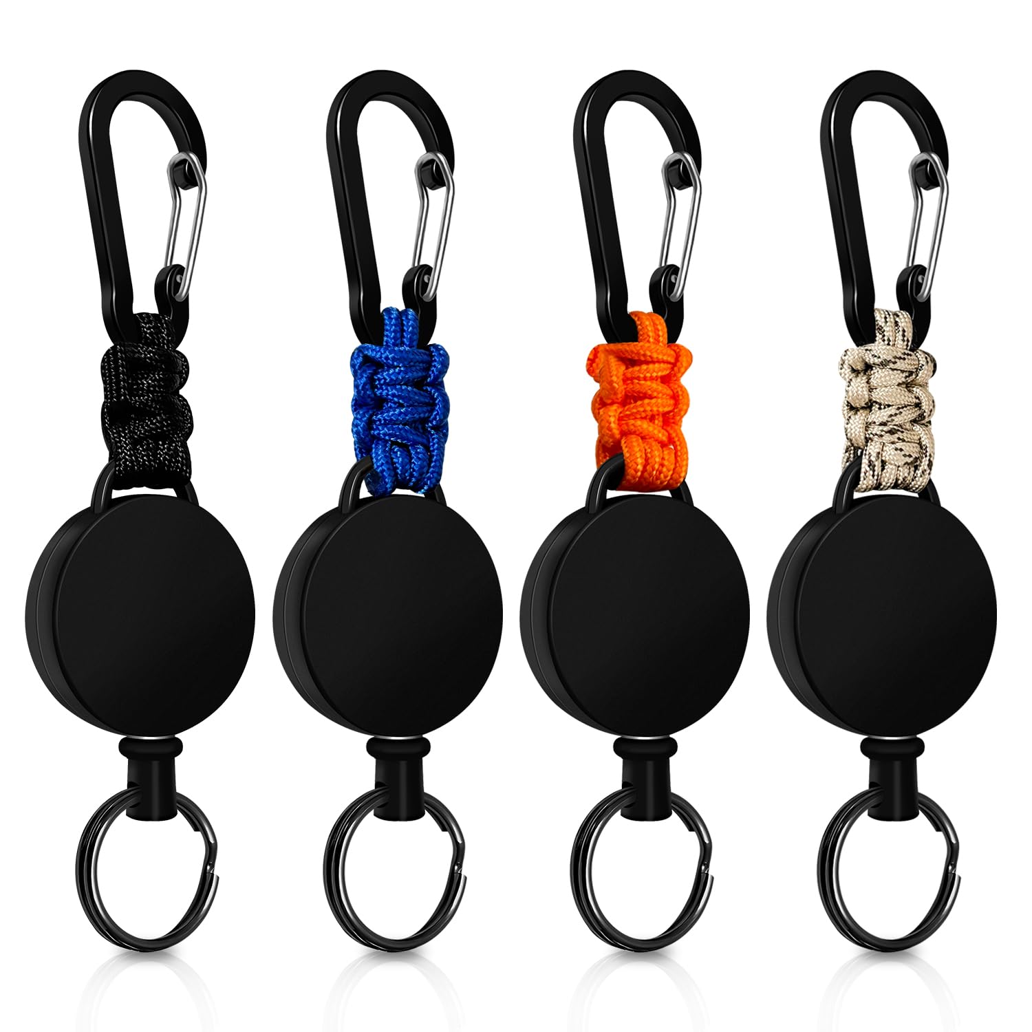 Retractable Keychain 4 Pieces Heavy Duty Carabiner Badge Holder ...