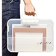Amazon.com: Lemical Portable Plastic Transparent File Boxes with Handle ...