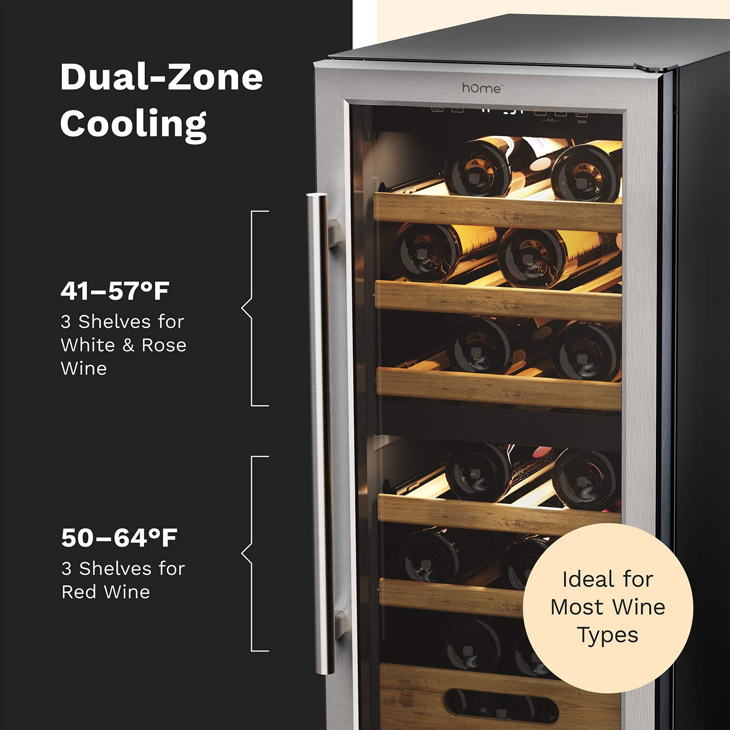 Mua hOmeLabs 25 Bottles High-End Wine Cooler - Standalone Dual-Zone ...