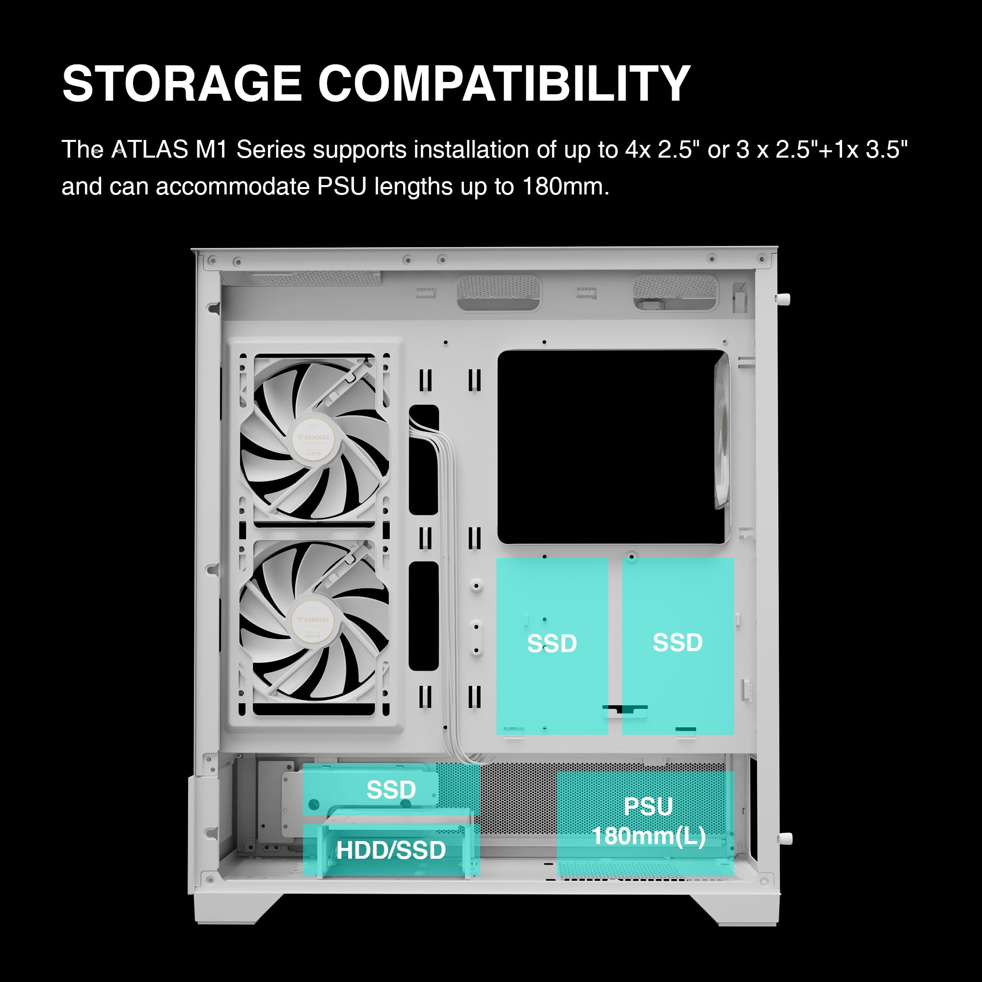 Mua GAMDIAS White Mid Tower Gaming Computer Case w/Display&App, ATX ...