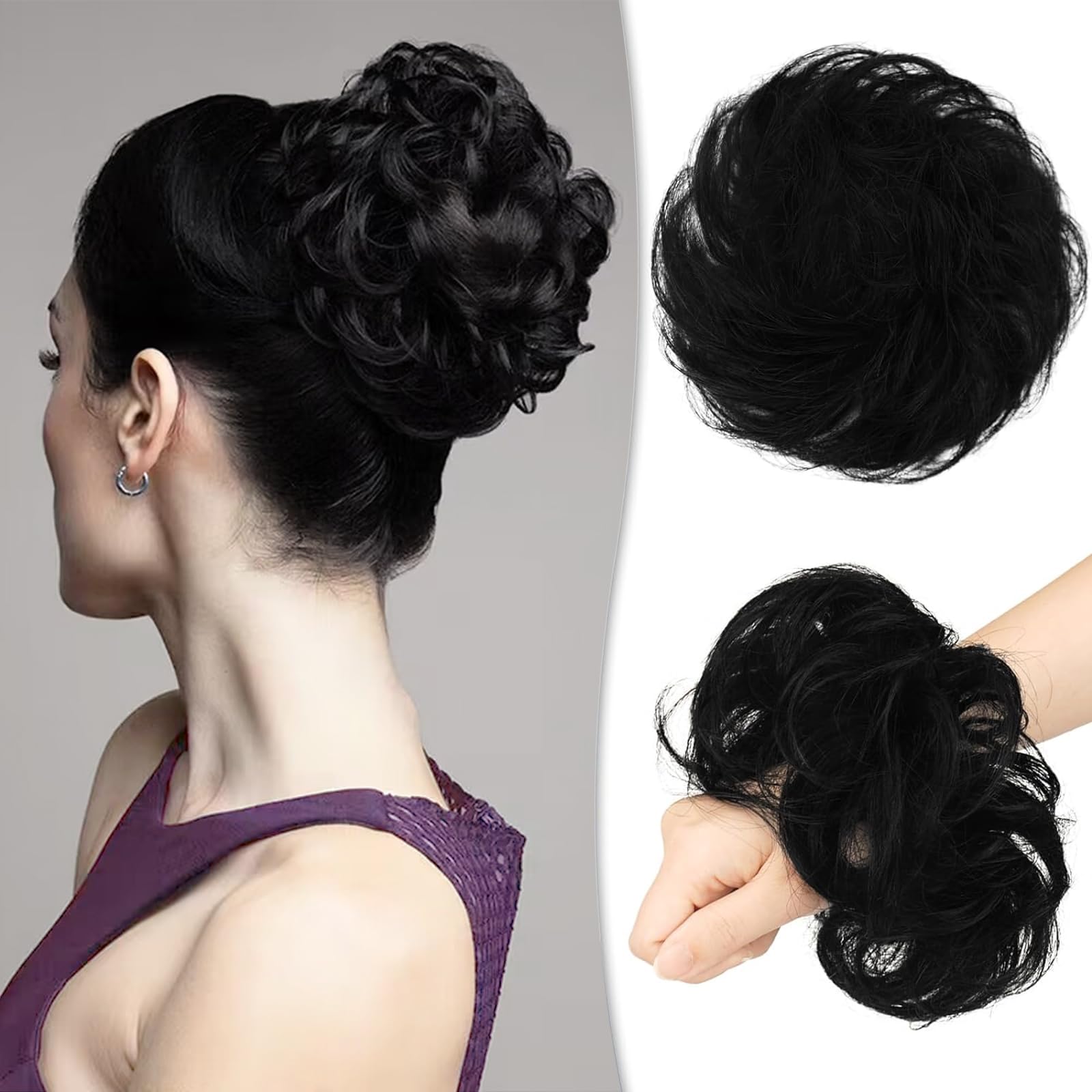 RUWISS Messy Bun Hair Piece Human Hair Messy Rose Bun Hair Buns for ...