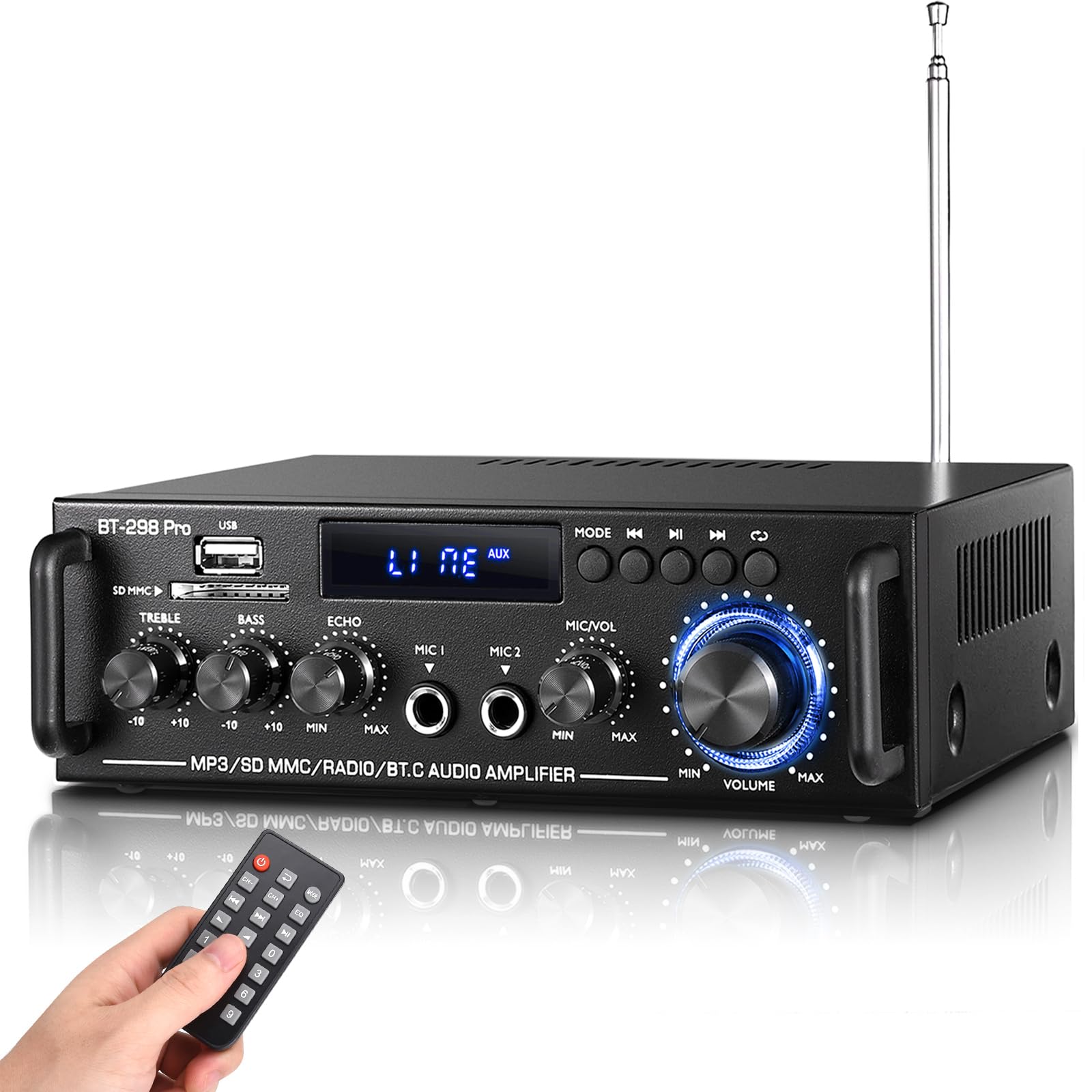 Suacopzar 298Pro Home Audio Amplifier, Max 400Wx2 RMS 50Wx2 Bluetooth 5 ...