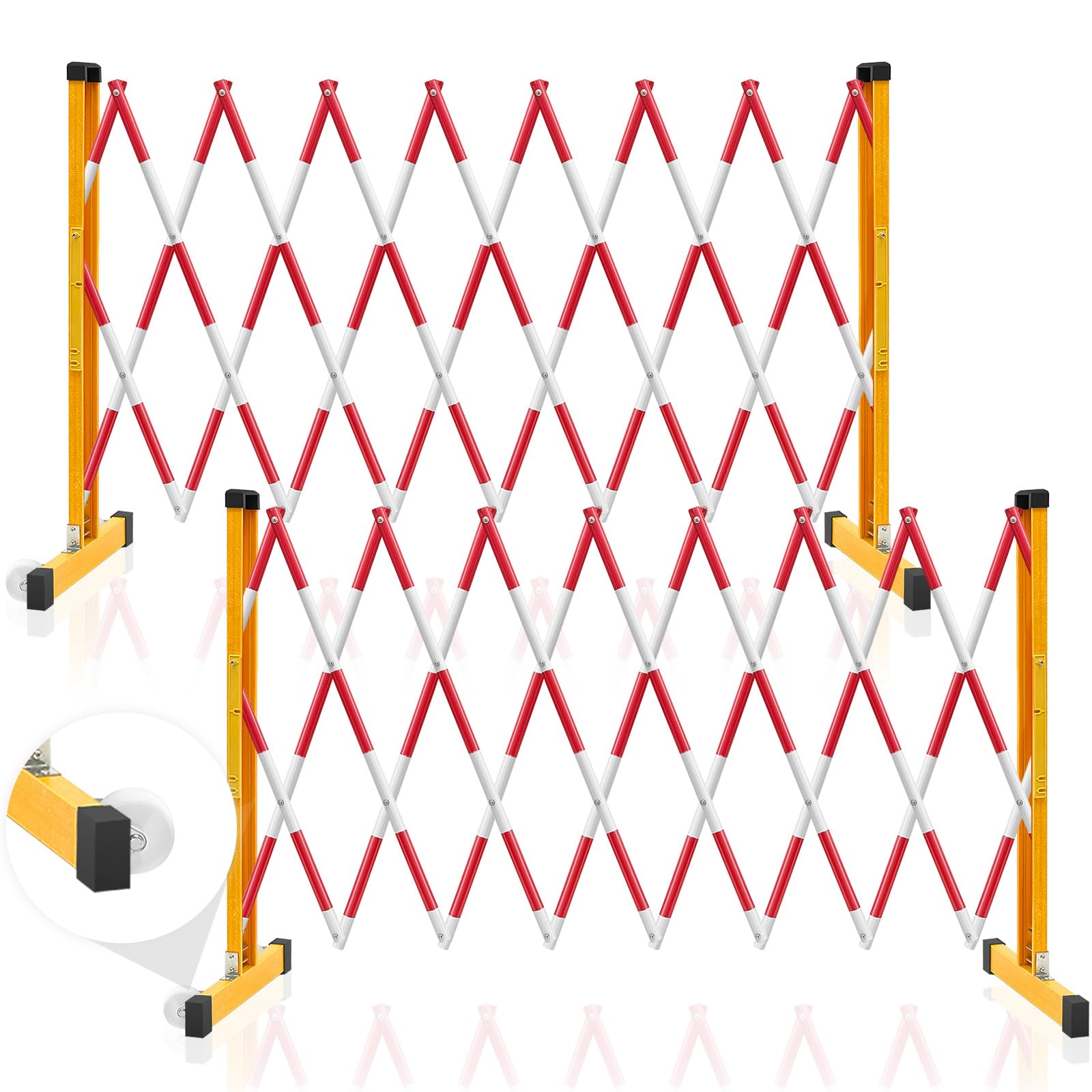 Therwen 2 Pack Expandable Barricade with Casters Folding Industrial ...