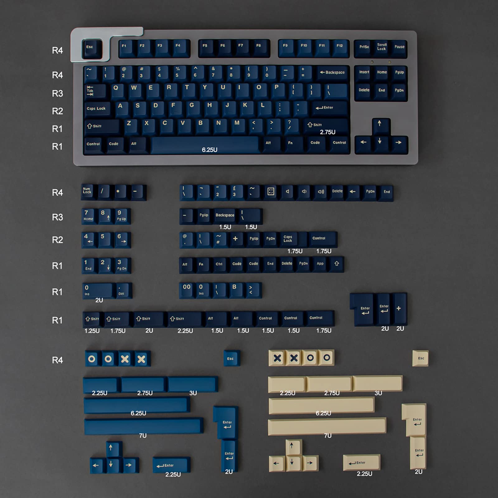 Mua Gliging 190 Keys Keycaps Cherry Profile ANSI/ISO Layout for 60/64 ...