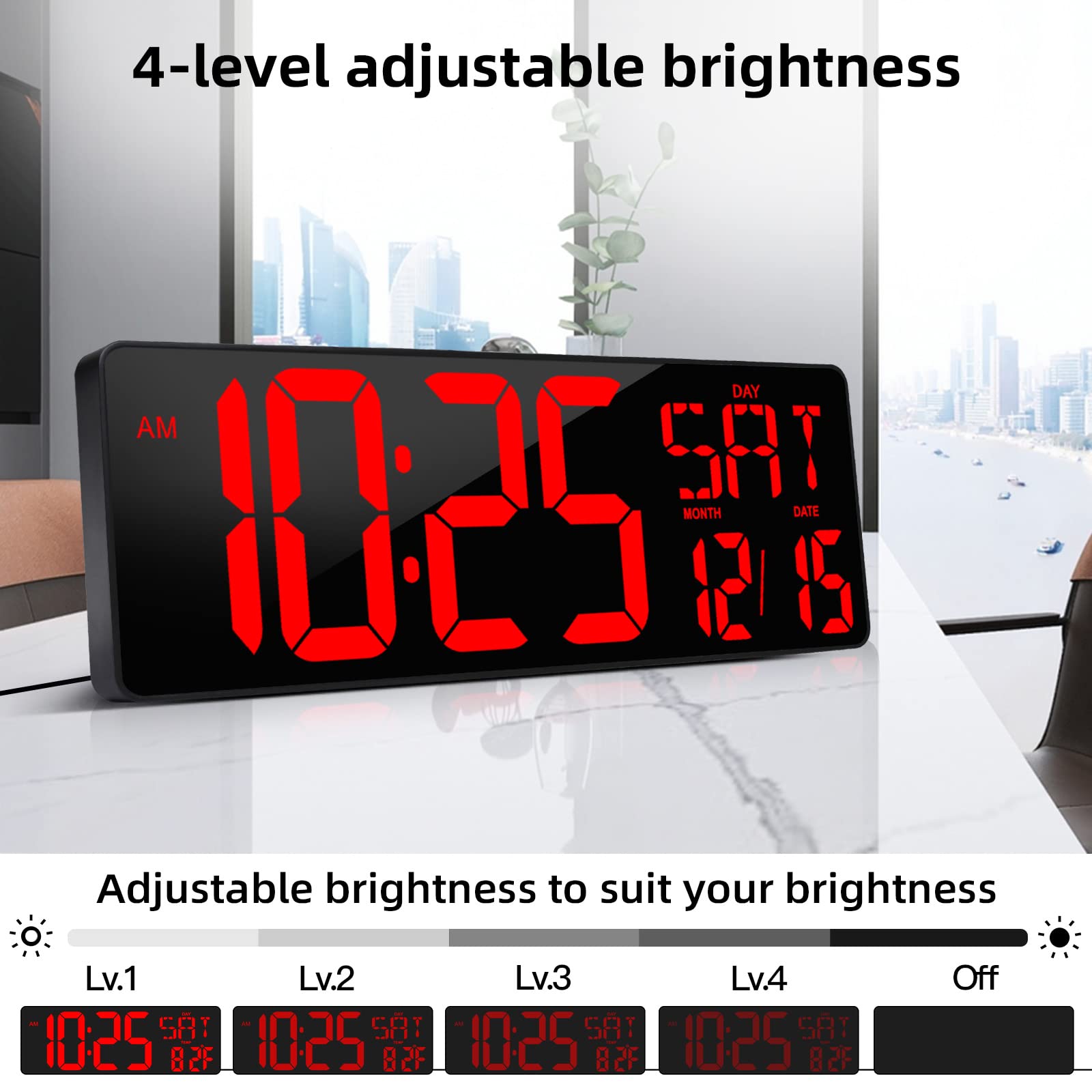 Mua TXL Digital Wall Clock Large Display, 16.5" LED Wall Clock with Date and Temperature,Count ...