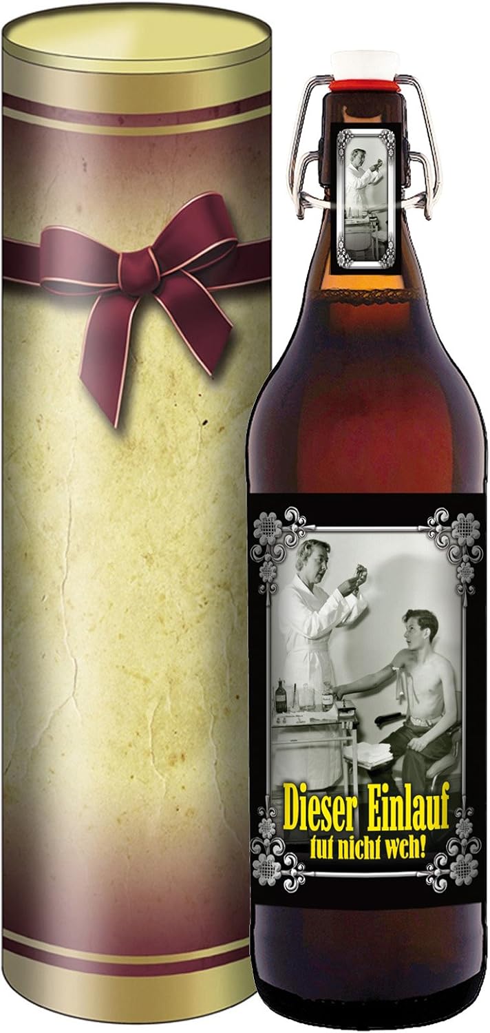 Einlauf Bier 1 Liter Flasche mit Bügelverschluss in der Geschenkdose im ...