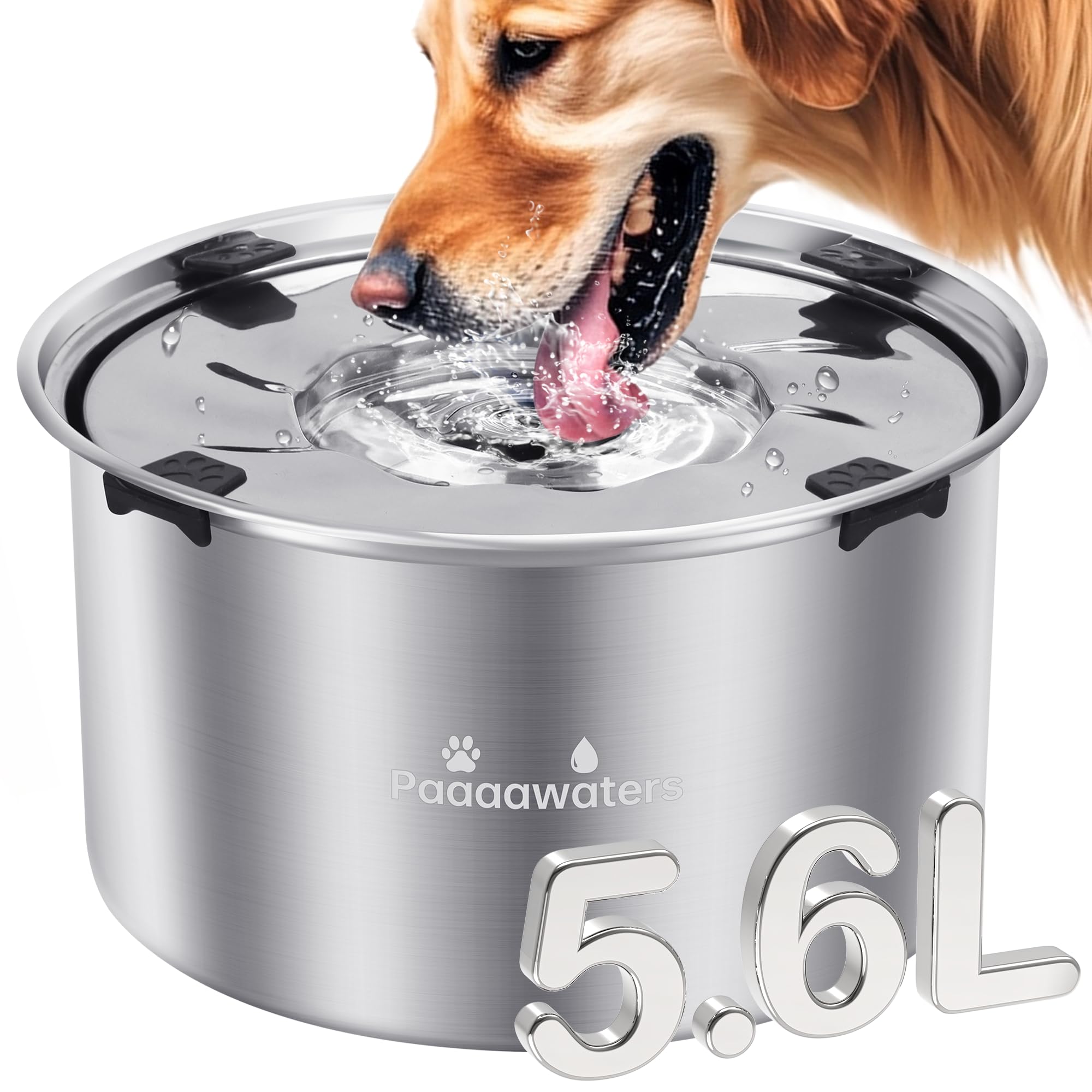 5.6L/190oz Large Dog Water Bowl No Spill, No Drip Dog Water Dispenser ...