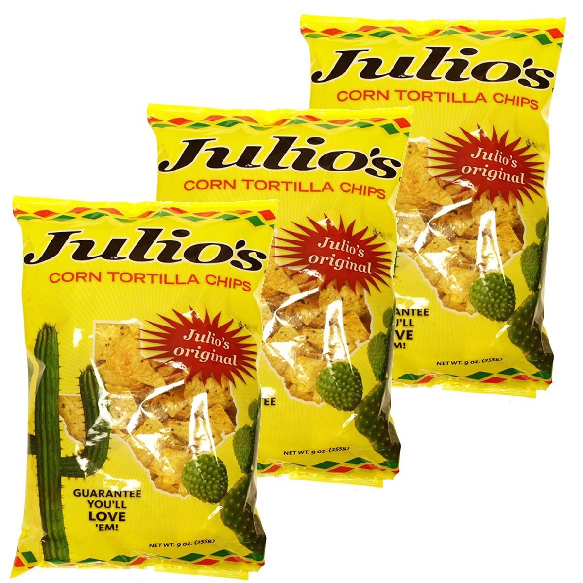 Amazon.com : Julio's Corn Tortilla Chips - Three 9 oz Bags - Chips ...