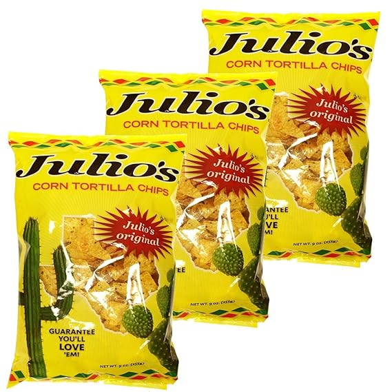 Amazon.com : Julio's Corn Tortilla Chips - Three 9 oz Bags - Chips ...
