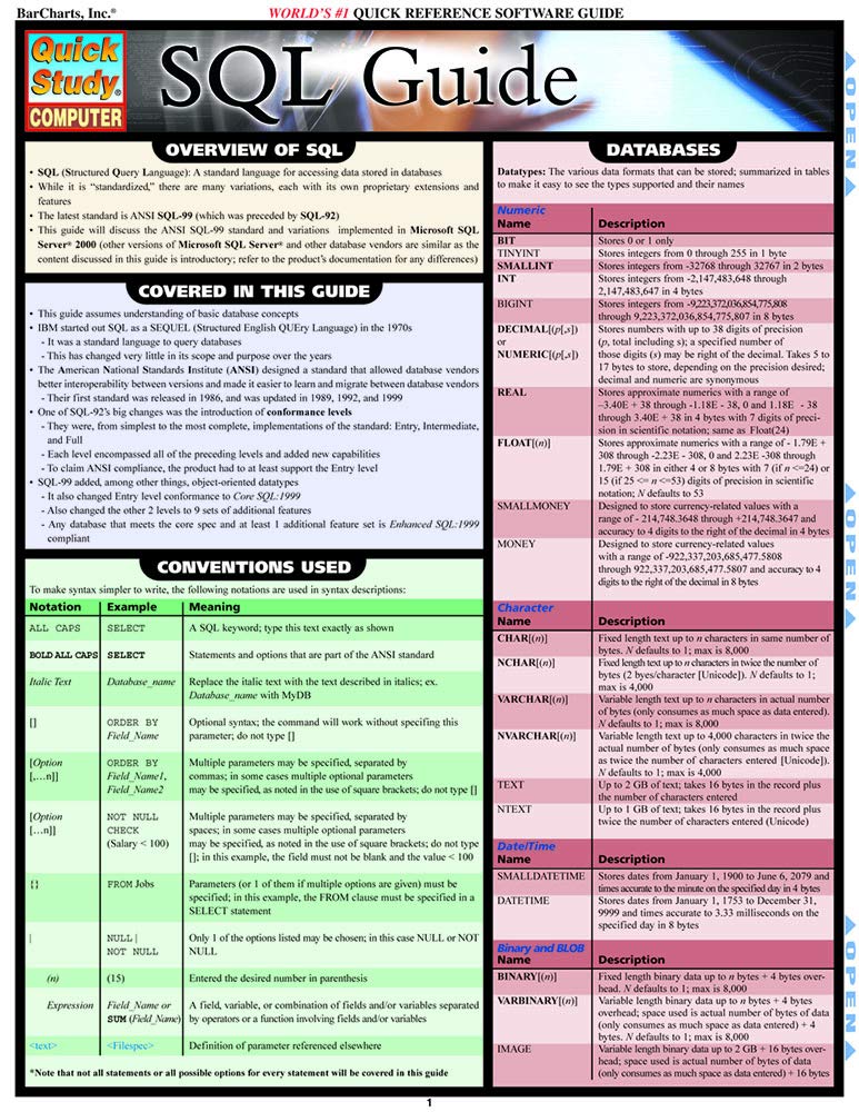 Sql Guide Quick Study SQL Sql Guide Quick Study SQL