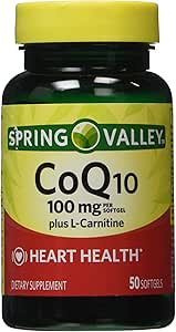 Amazon.com: Spring Valley - Co Q-10, Plus L-Carnitine 100 mg, 50 Softgels : Health & Household