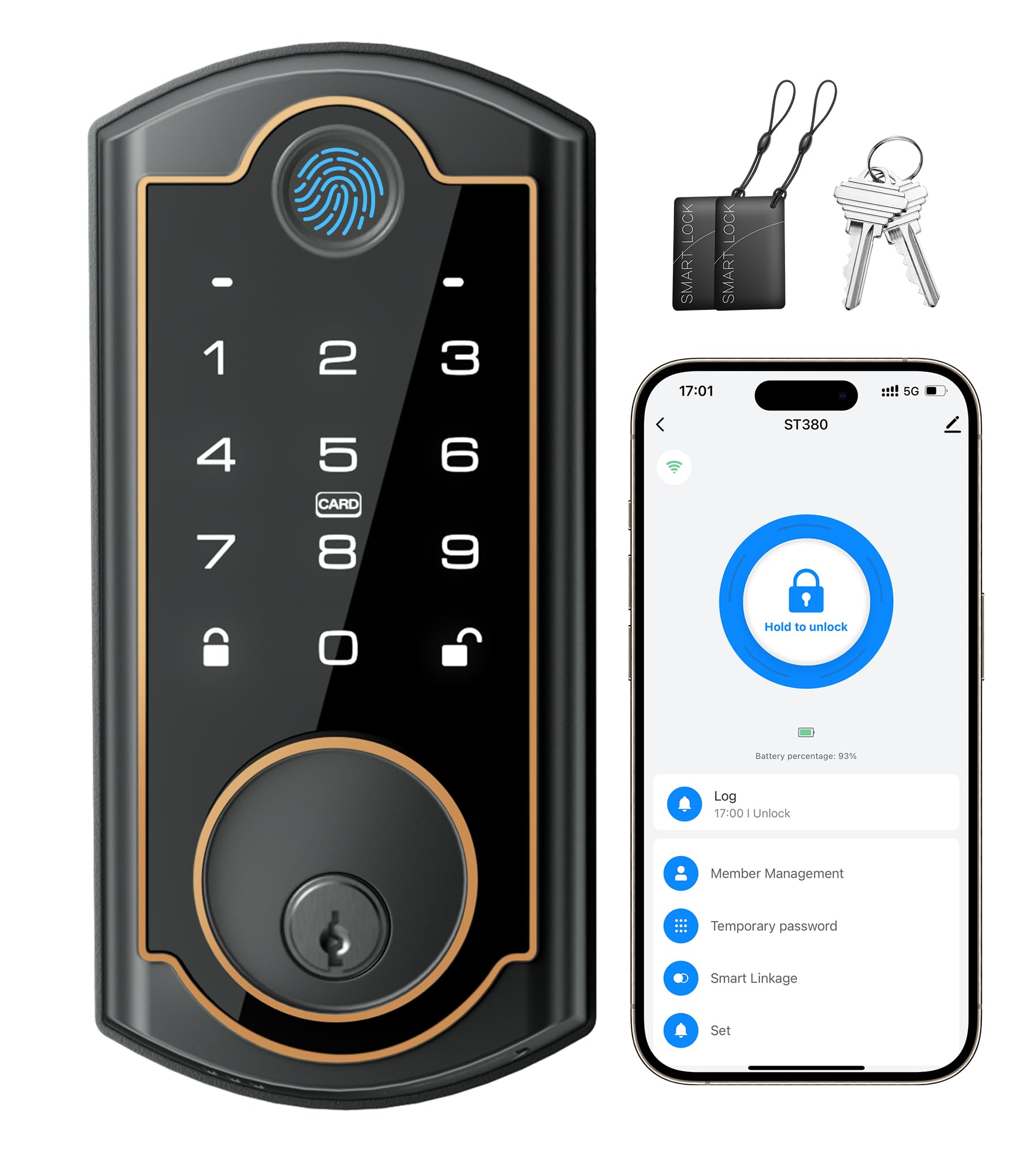 Keyless Entry Door Lock, Built-in WiFi Deadbolt, Smart Fingerprint Lock ...