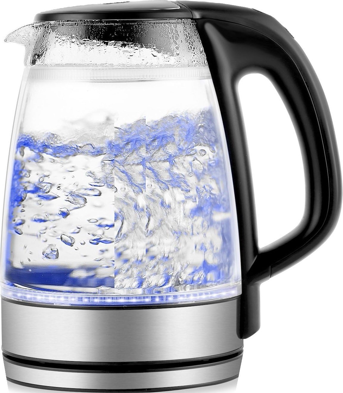 Amazon.com: Cordless Electric Glass Kettle LED Blue Light 1.7 Liter ...