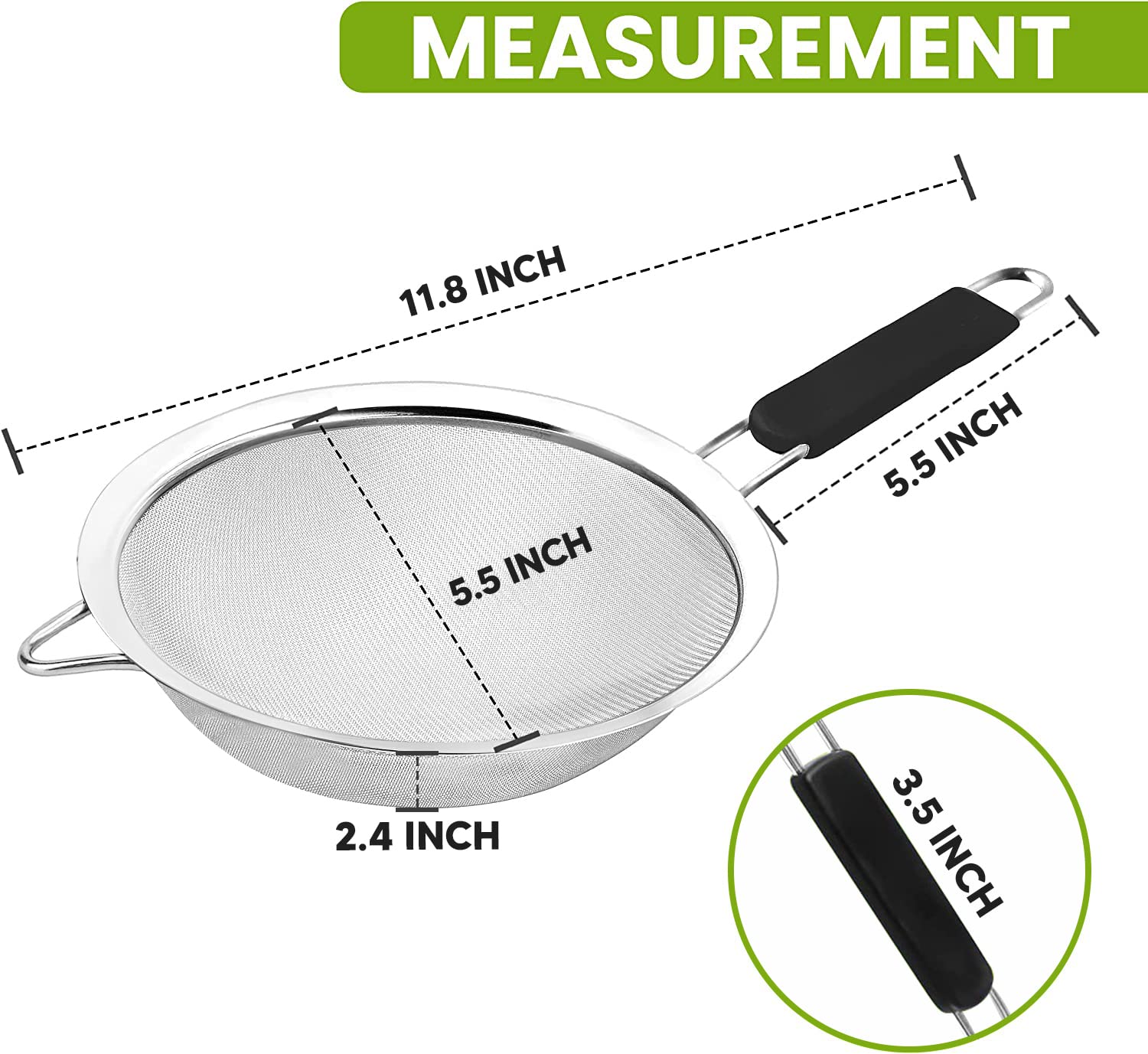 Mua 5.5" Fine Mesh Strainer with thermo plastic rubber handle - Sieve ...