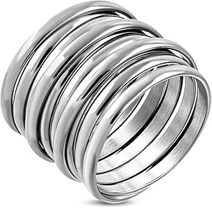 Amazon.com: CVRings Stainless Steel Spiral Spring Band Ring - WRP145 ...