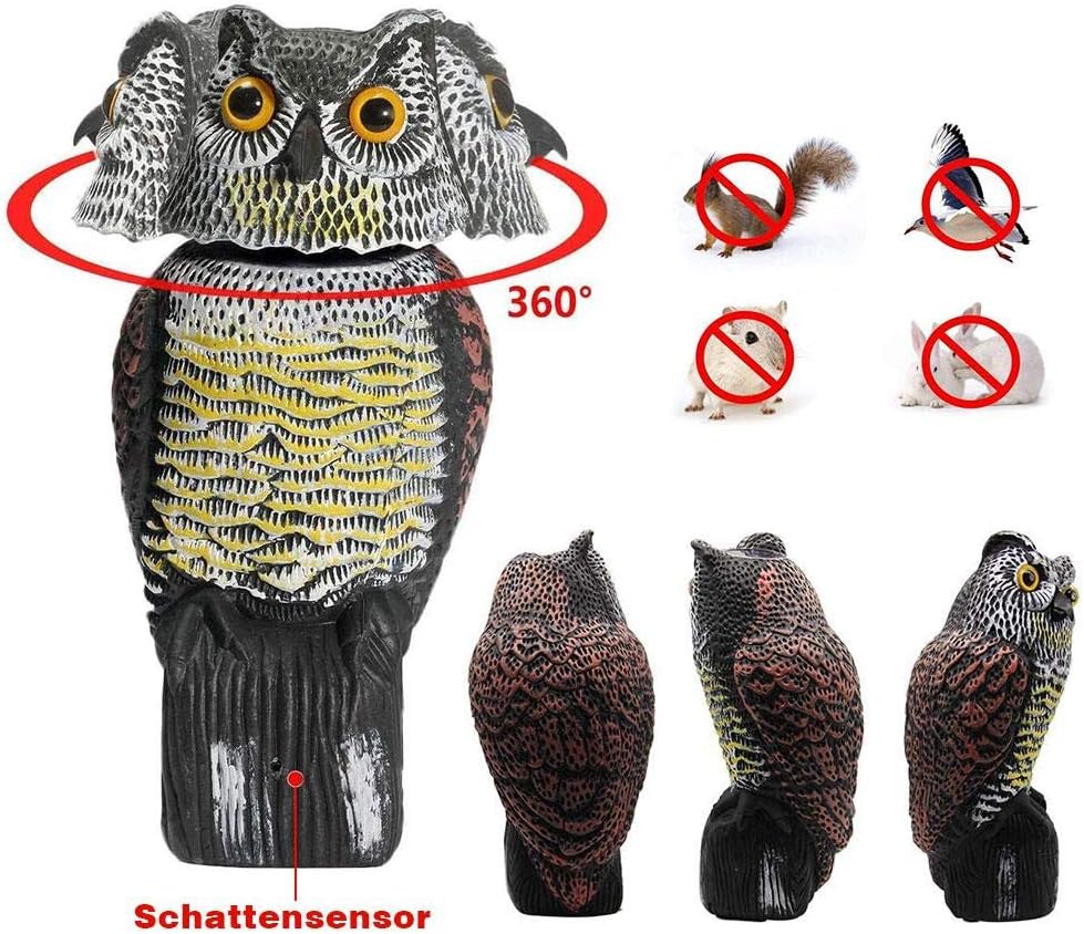 Guards Wind Action Owl, Pigeon Deterrent Defenders Decoy Owl Bird ...