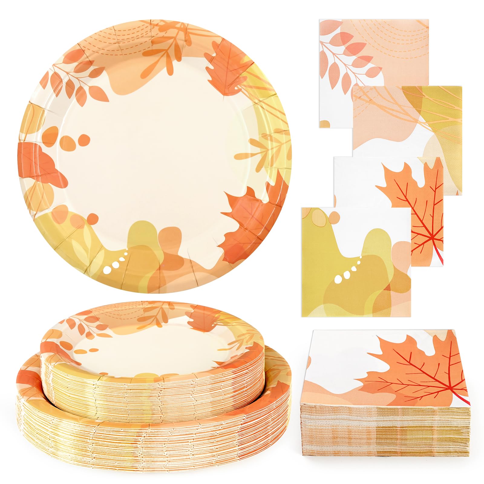 Homlouue 200 PCS Thanksgiving Plates and Napkins, Fall Paper Plates and ...