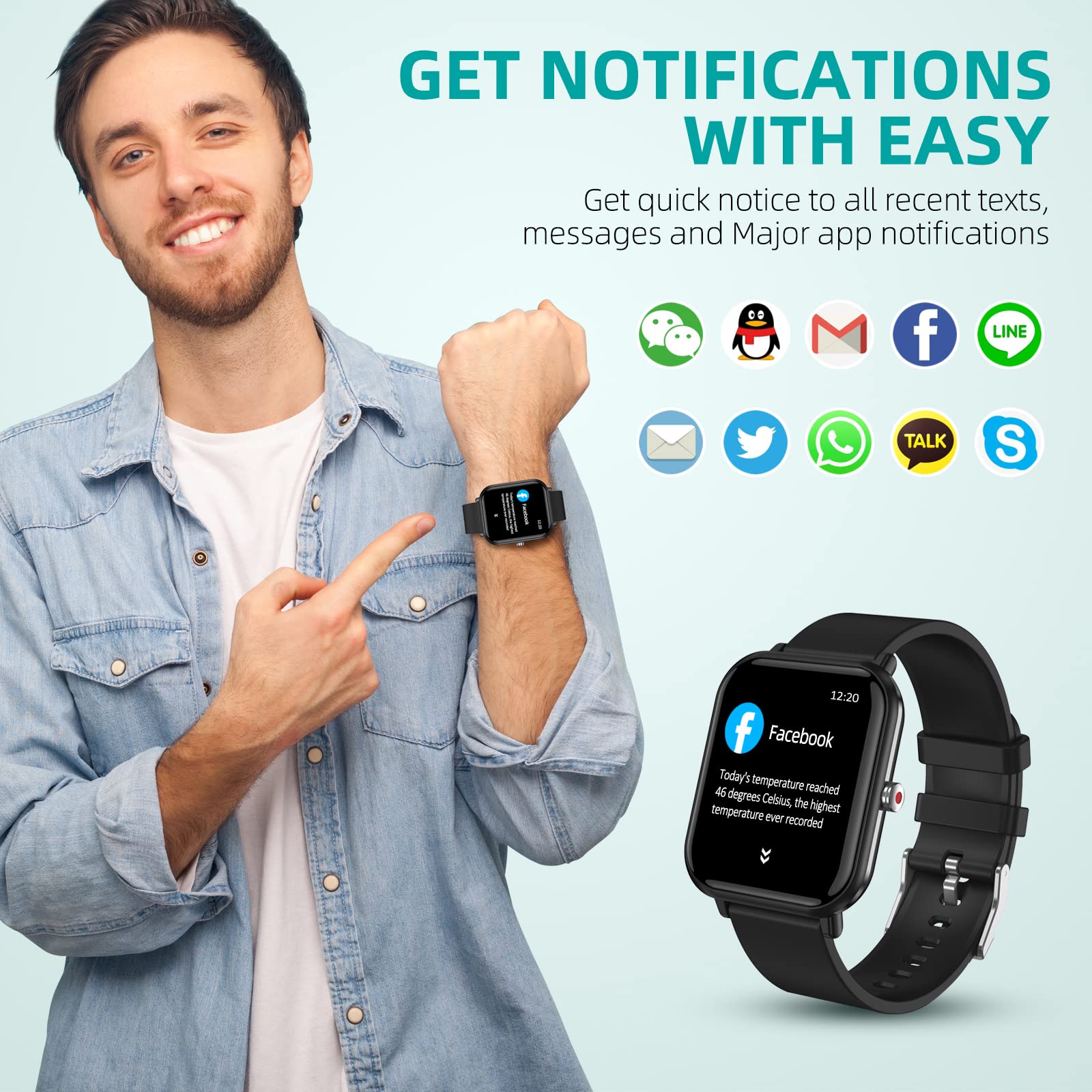Mua tamispit Smart Watch, Fitness Tracker with 24 Sports Modes, 5ATM ...