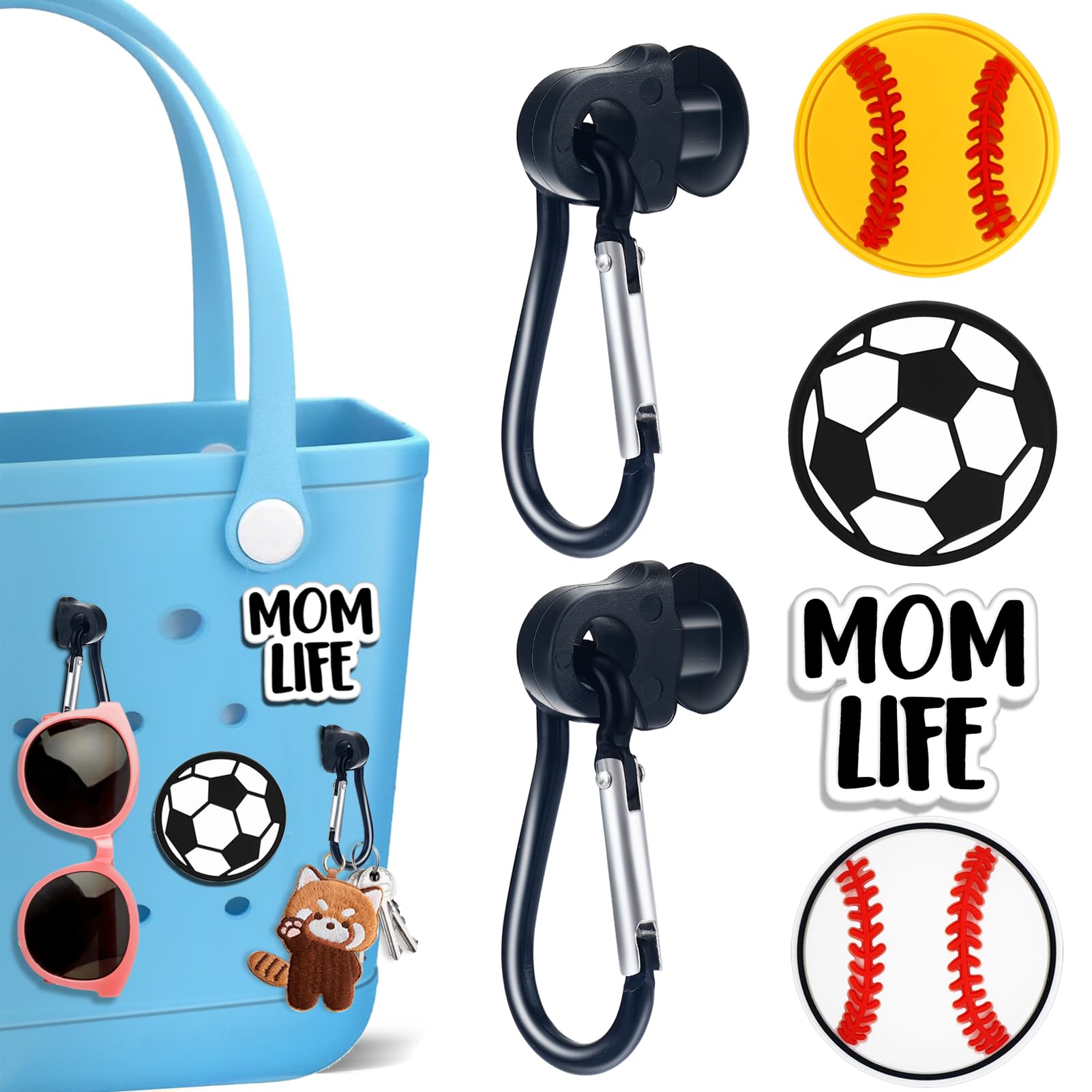 6Pcs Sports Ball Momlife Charms Hook Holder for Bogg Bag Accessories ...