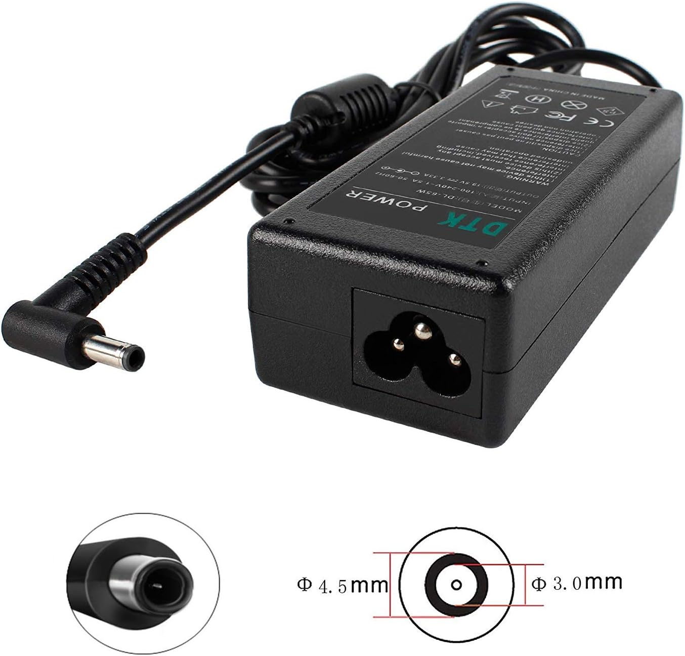 DTK 19.5V 3.34A 65W Laptop Charger for Dell Notebook Computer PC Power ...