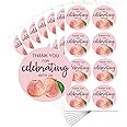 Amazon.com: Peach Stickers Thank You for Celebrating with Us Stickers 2 ...