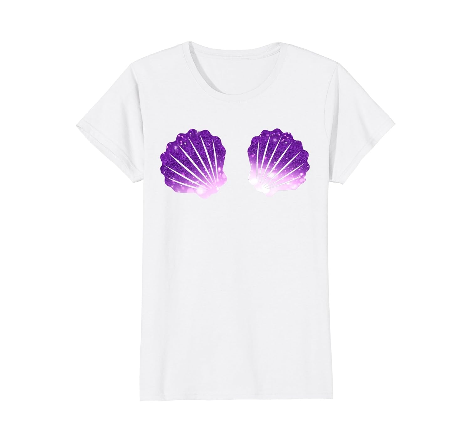 Mermaid Sea Shell Bra T Shirt Galaxy Purple Seashell Shirts-4LVS