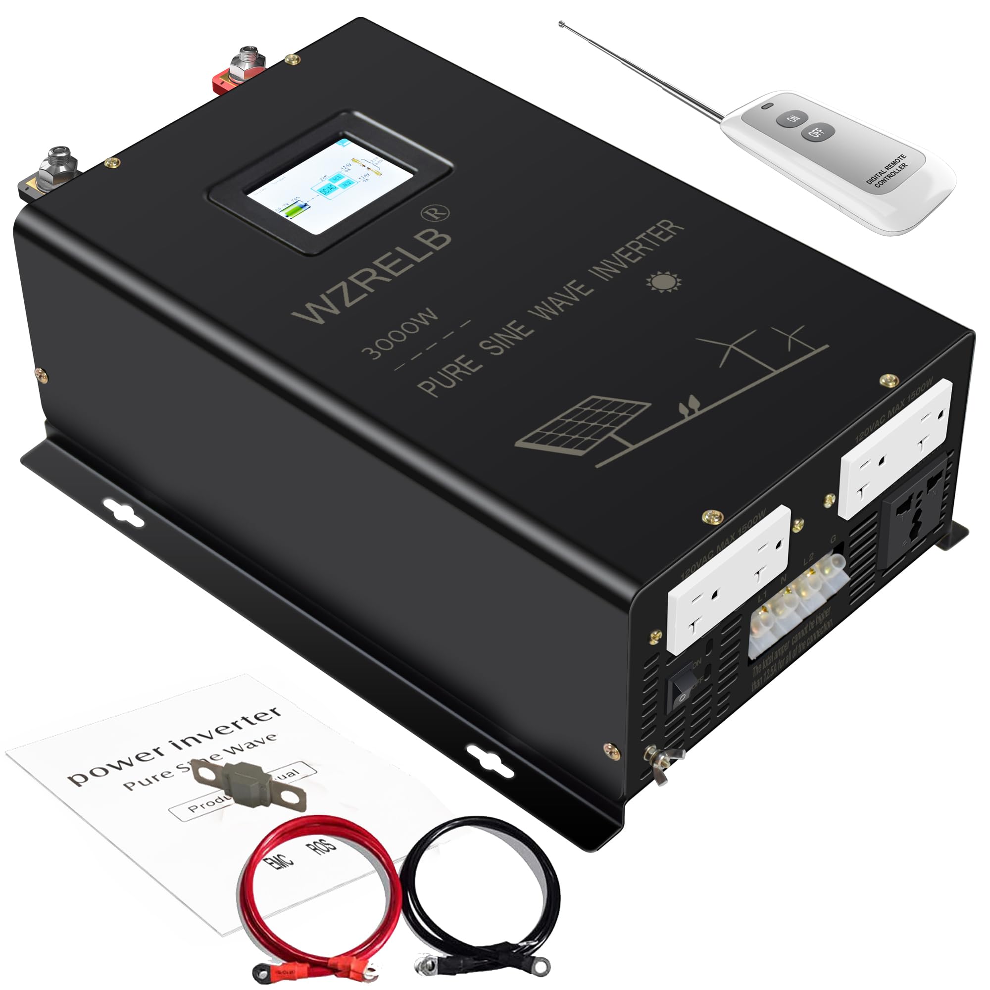 WZRELB 3000W 48V Pure Sine Wave Inverter,48 Volt DC to AC 120V 240V ...