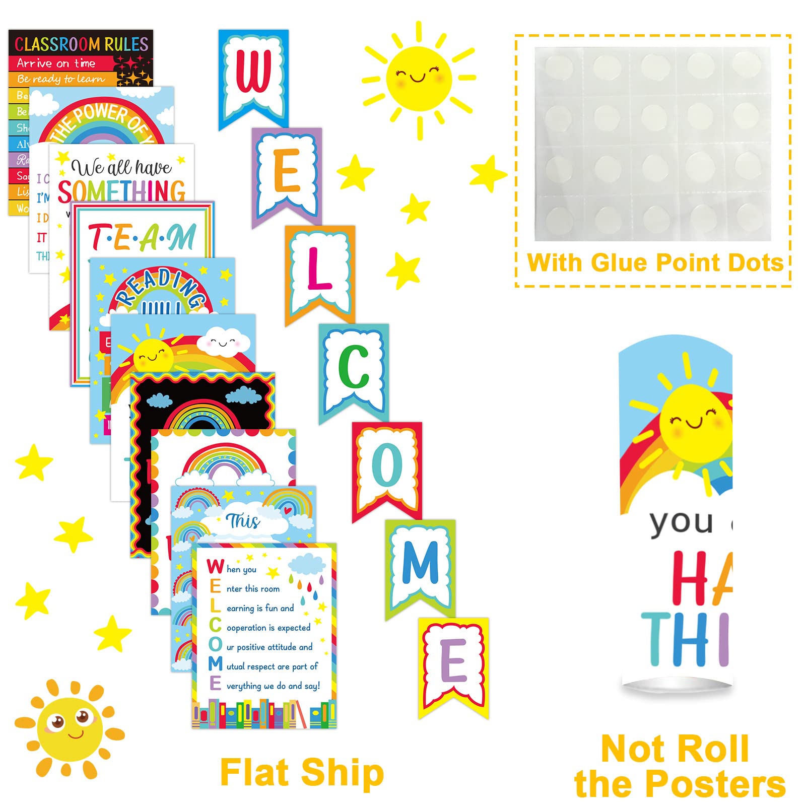 Mua gisgfim 17 Pieces Rainbow Classroom Motivational Posters Welcome ...