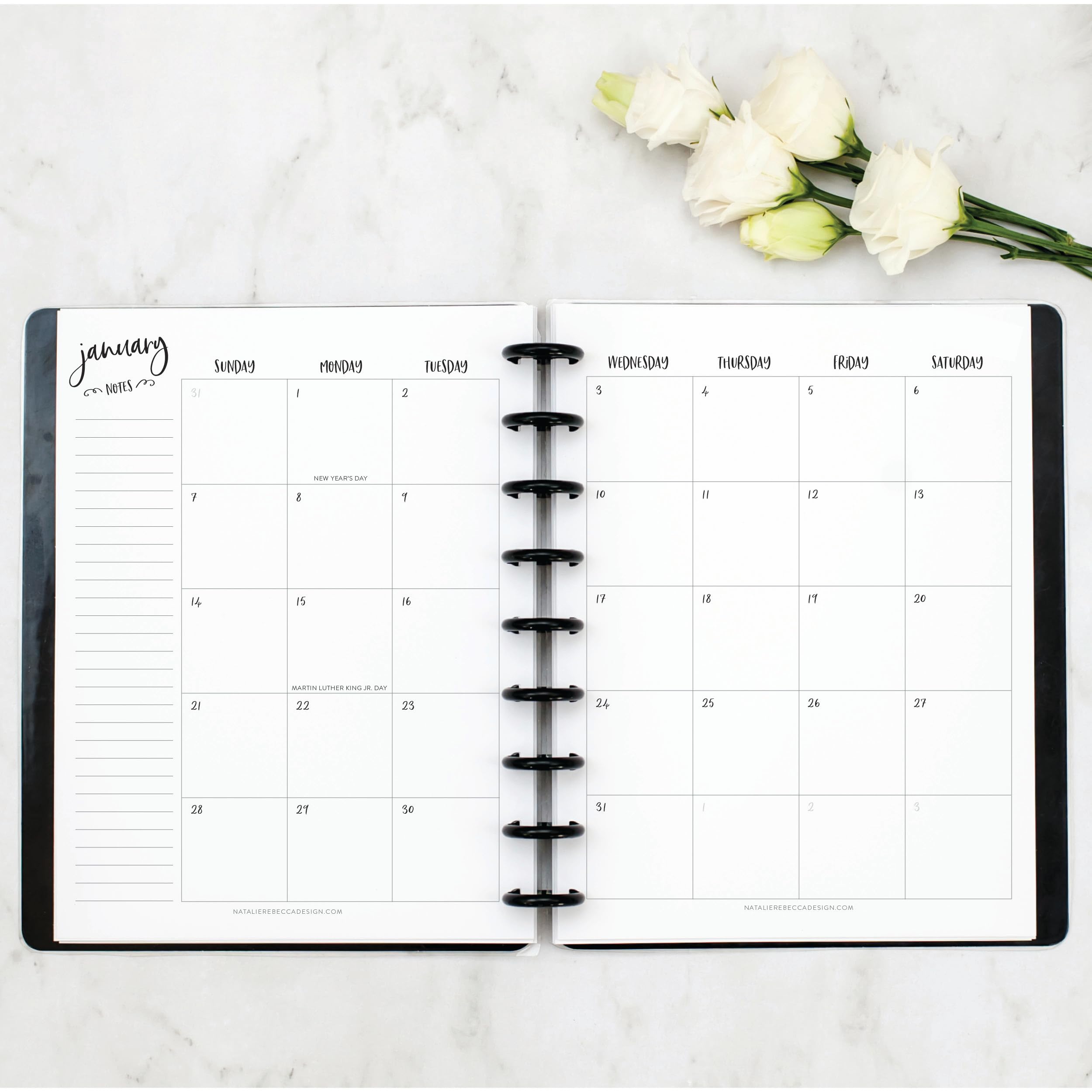 BetterNote 2025 Monthly Calendar Refill Fits Discbound Notebooks, Fits Happy Planner, Levenger ...