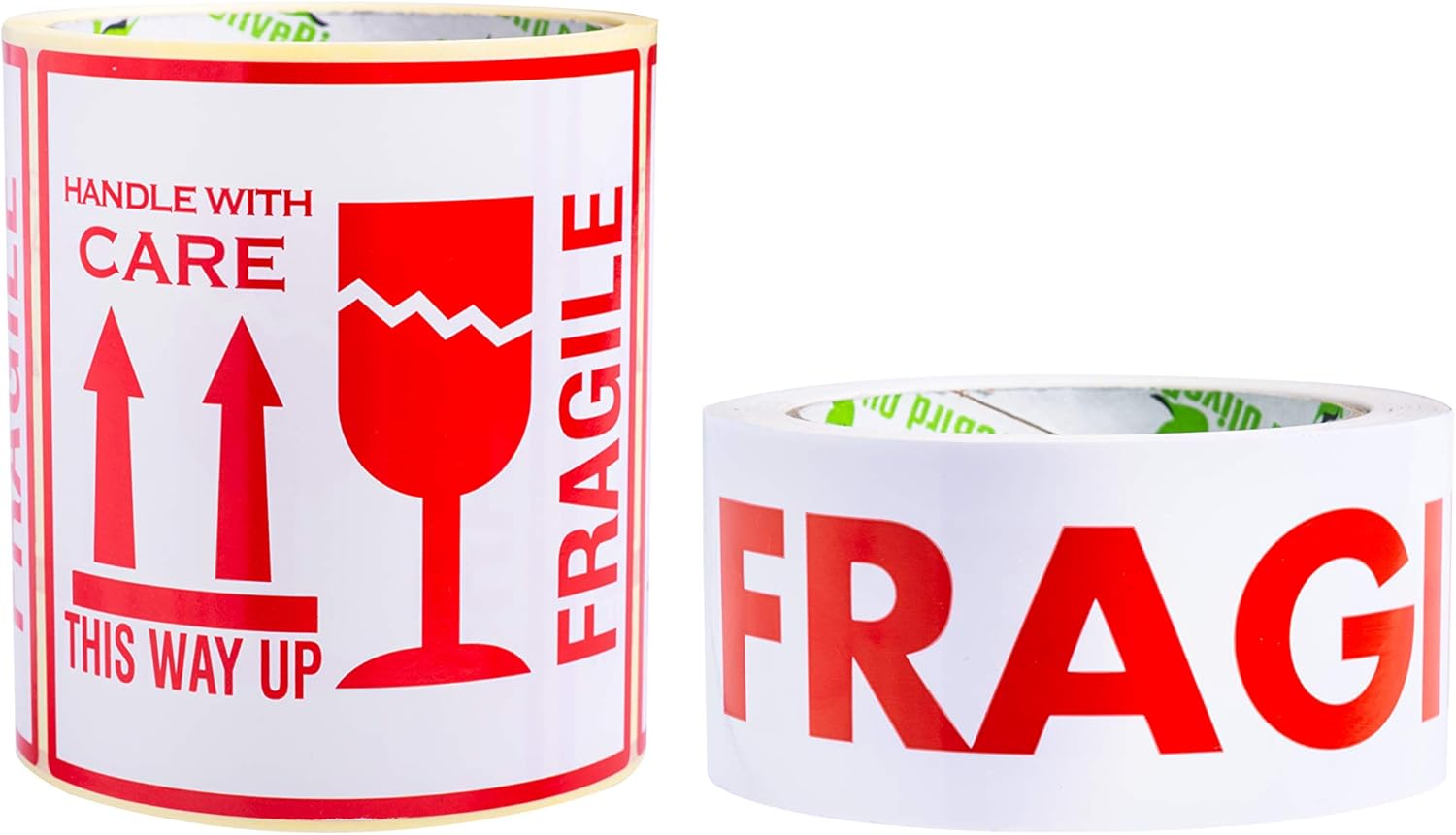 Set of 2: 100 x Fragile Stickers Large Size 10X10CM and 1 x Roll ...