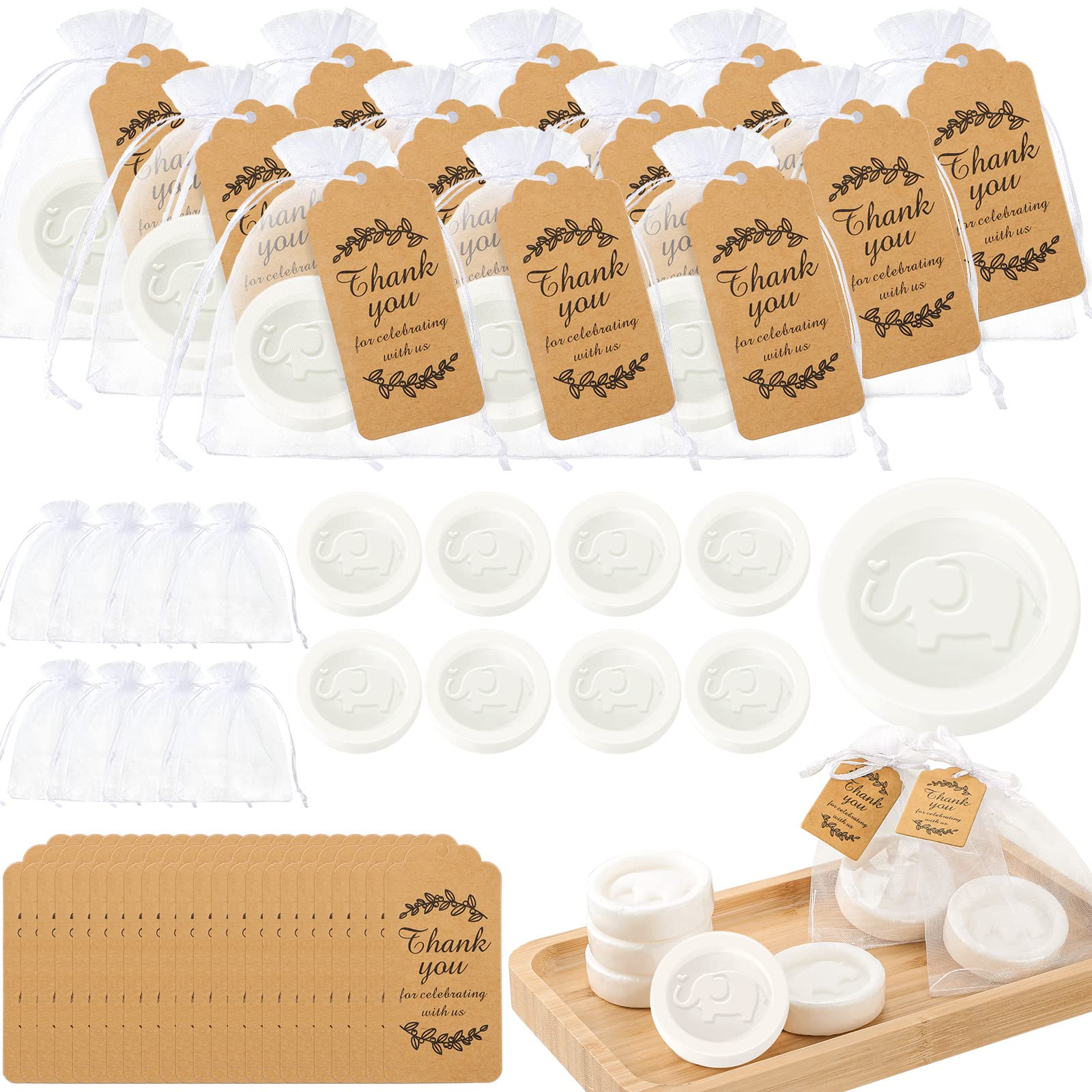 Roowest 50 Sets Elephant Soap Baby Shower Soaps Favors for Guests Cute ...