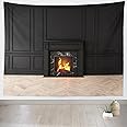 Amazon.com: Loccor Modern Fireplace Tapestry 3D Burning Fire Fireplace ...