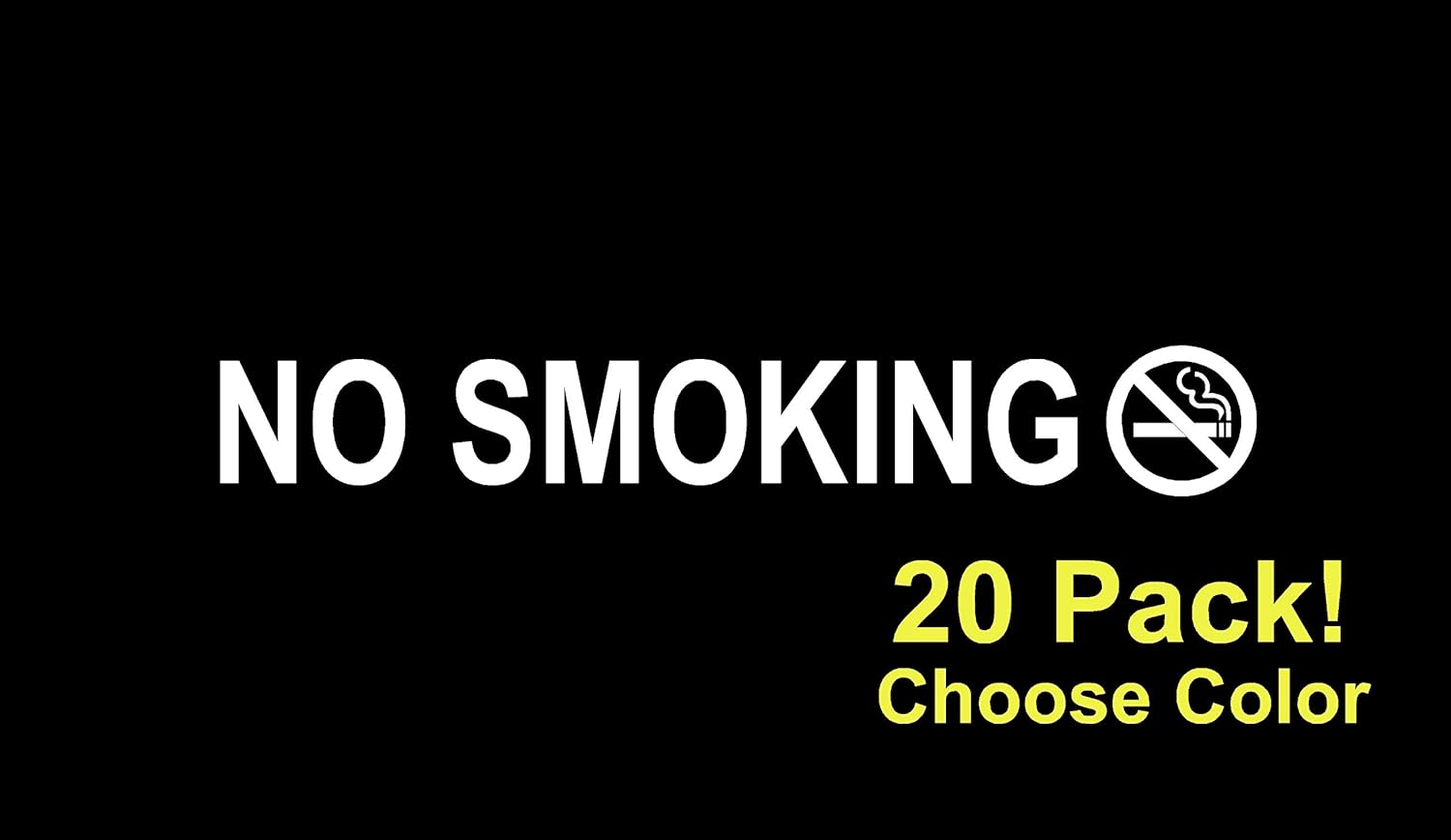 (20 Pack) No Smoking Sticker Vinyl Decal Choose Color! 10" X 1.25 ...