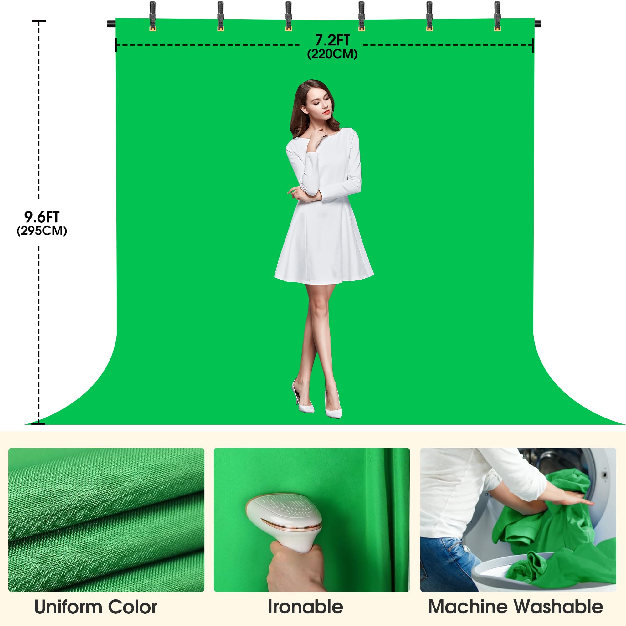Mua Coliflor Green Screen Backdrop with Stand, 8x7.2ft Portable ...