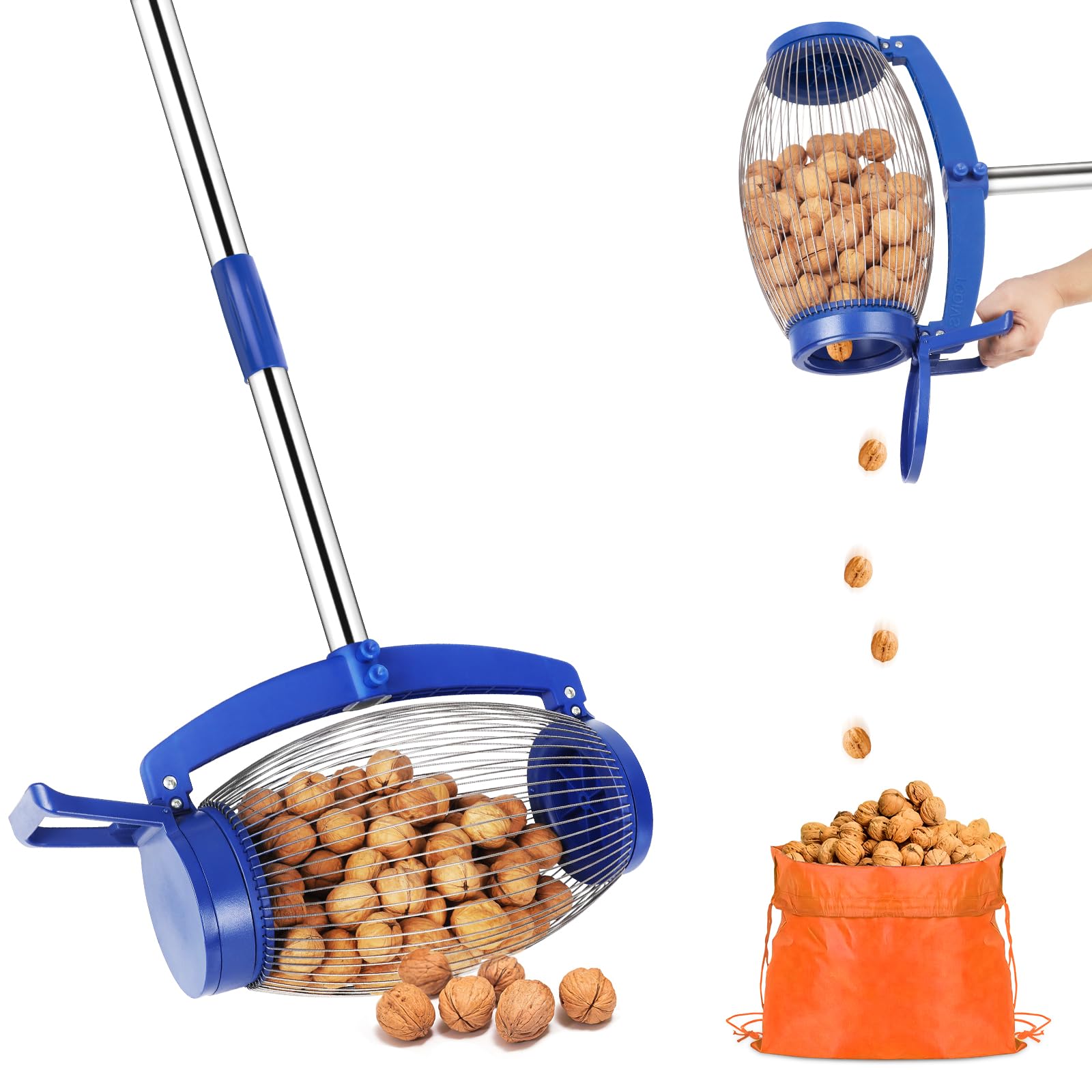 Tcoivs Nut Gatherer, Large Cage Walnut Picker Upper Roller, Garden Nut ...