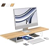 Amazon.com: LA QUEENIE Monitor Stand Riser,Wood & Acrylic Computer ...