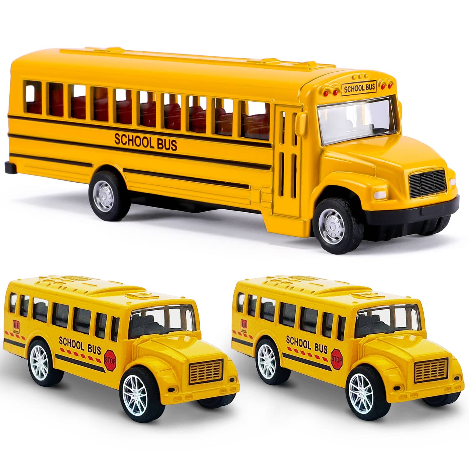 Mua FANELEQU 3 Pack Pull Back School Bus Playset, Die-cast Metal Toy ...