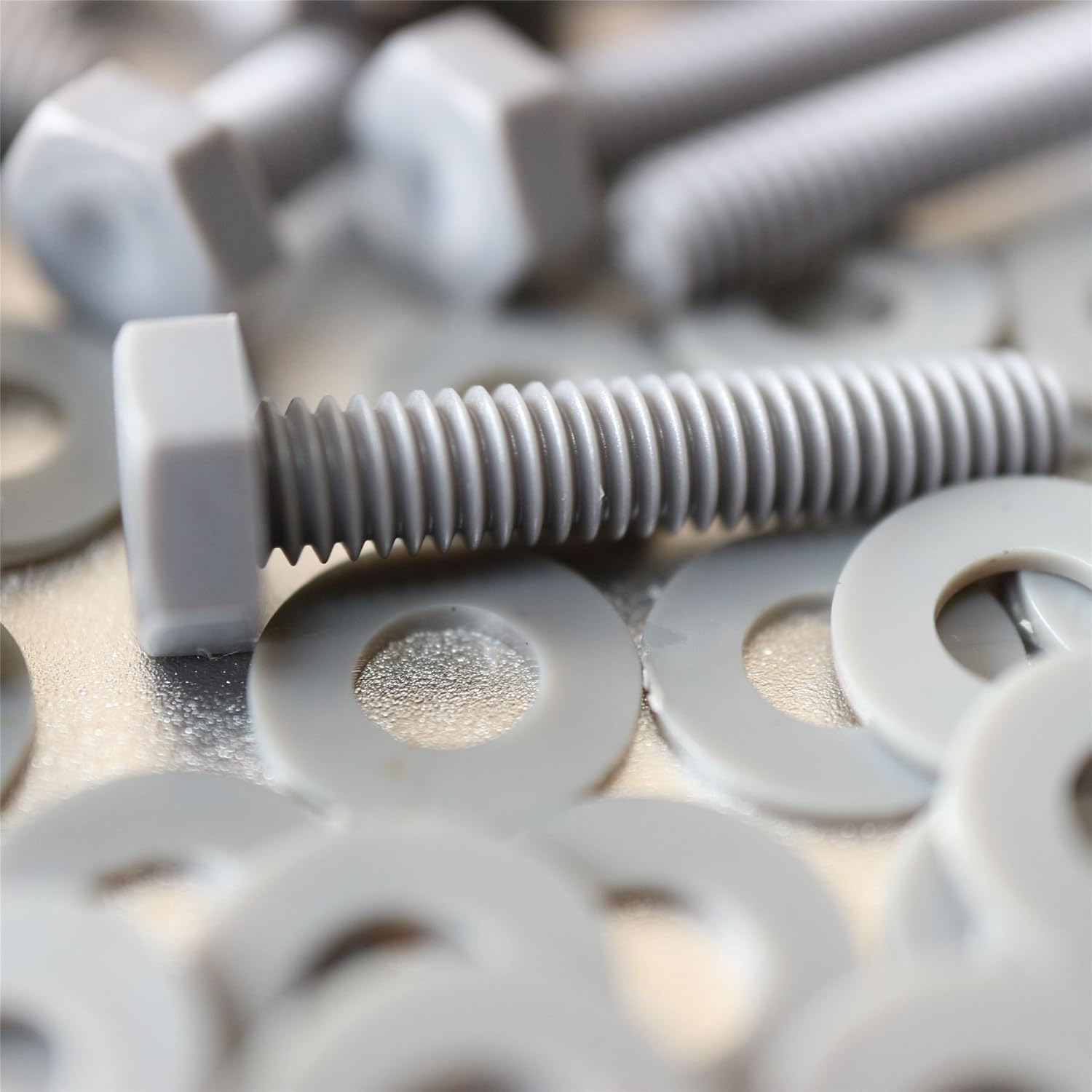 50 x Hexagon Head Screws Grey PVC Plastic Nuts and Bolts, Oxidation ...