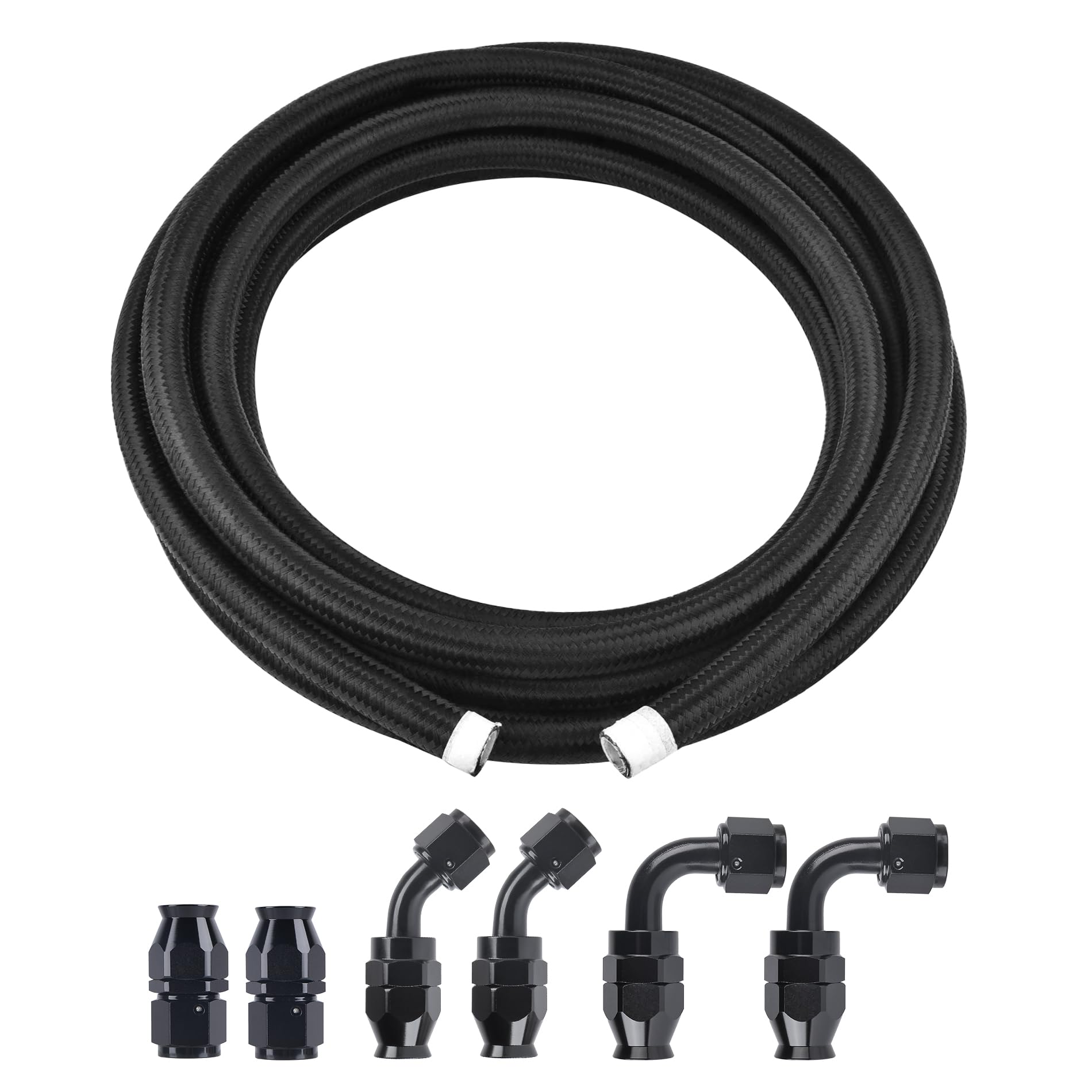 EVIL ENERGY 6AN PTFE Fuel Line Kit, AN6 E85 Fuel Hose Line 12FT Black 5 ...