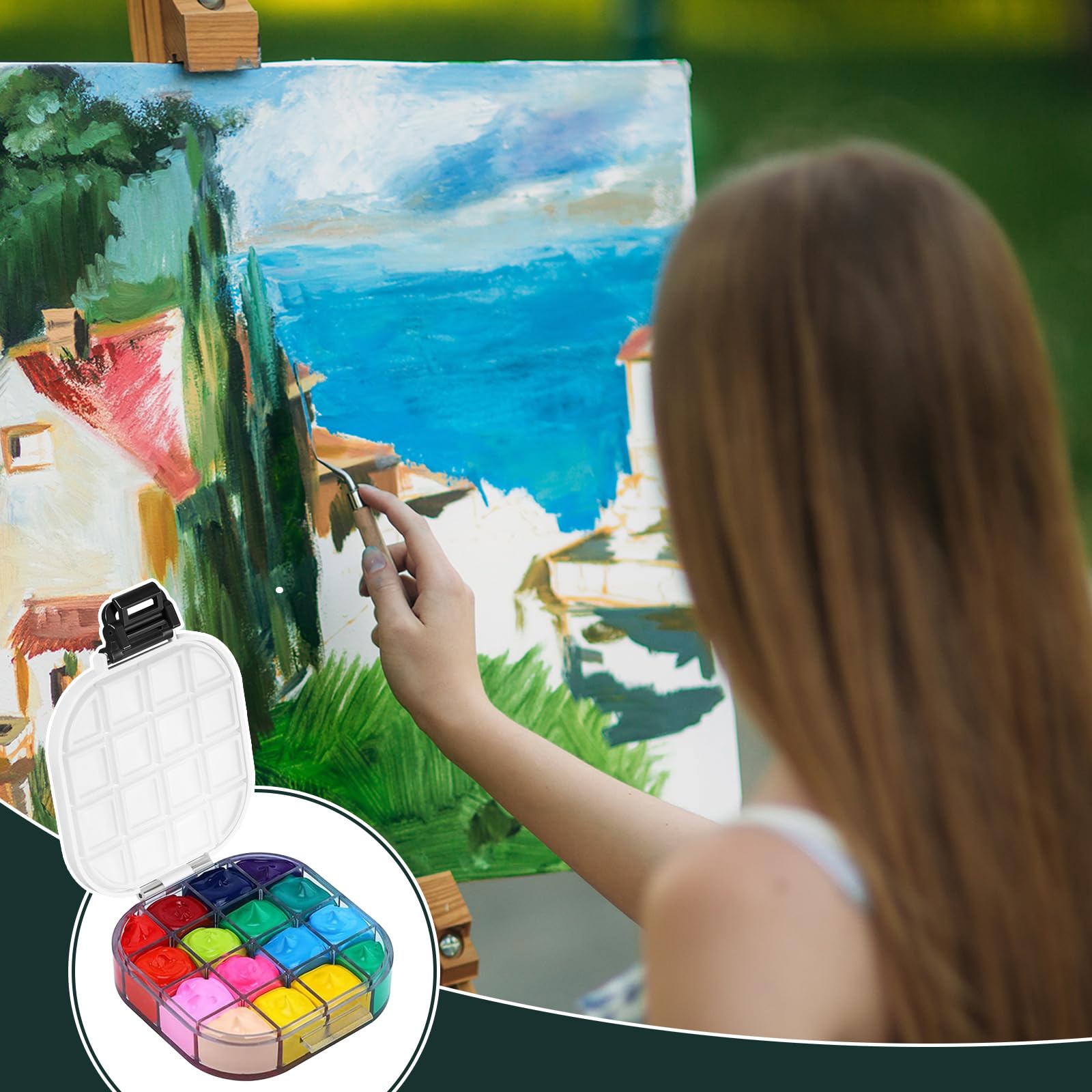 Mua Yeaqee 4 Pcs Airtight Paint Storage Palette Box 16 Wells Stay Wet 4 ...